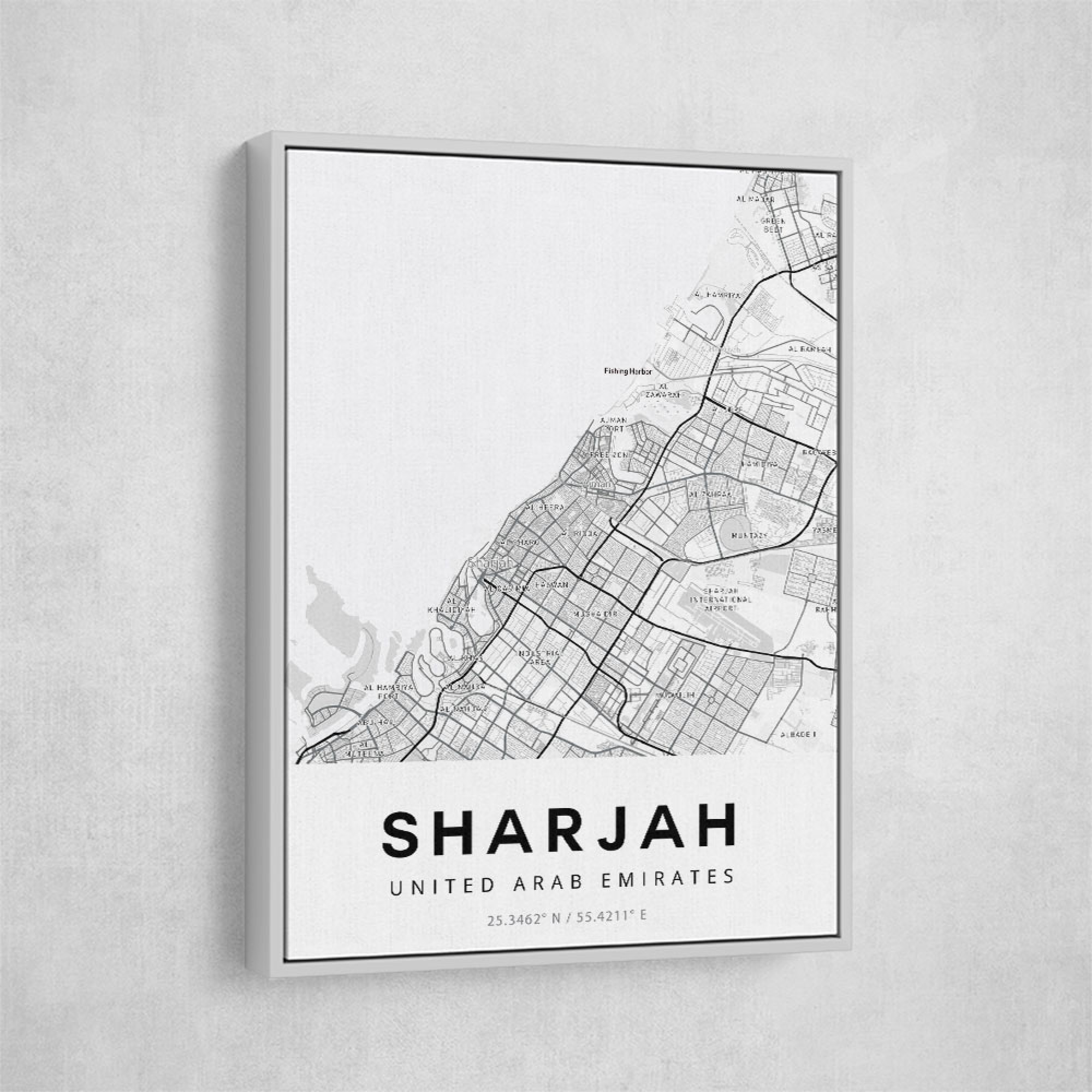 Sharjah City Map Wall Art
