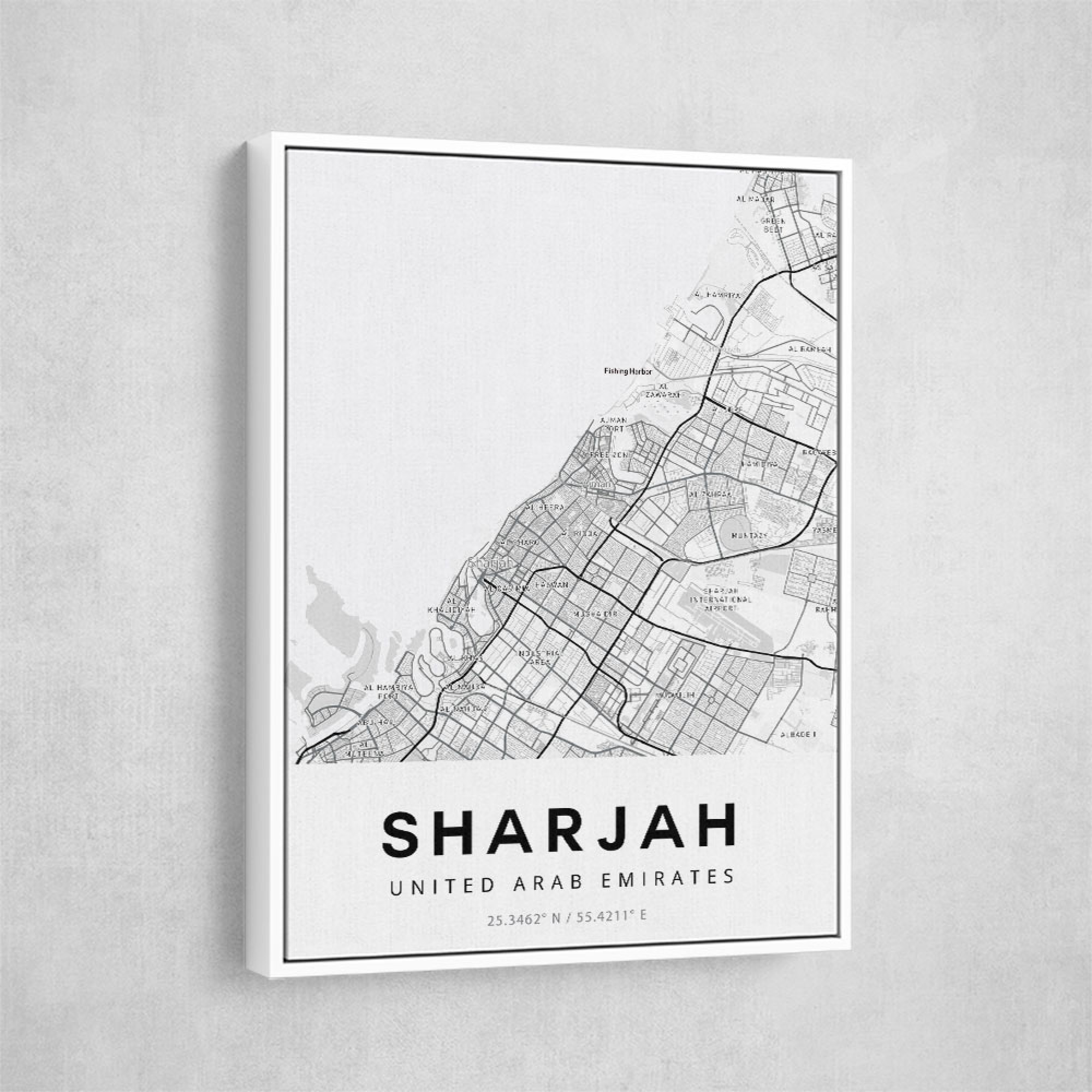 Sharjah City Map Wall Art