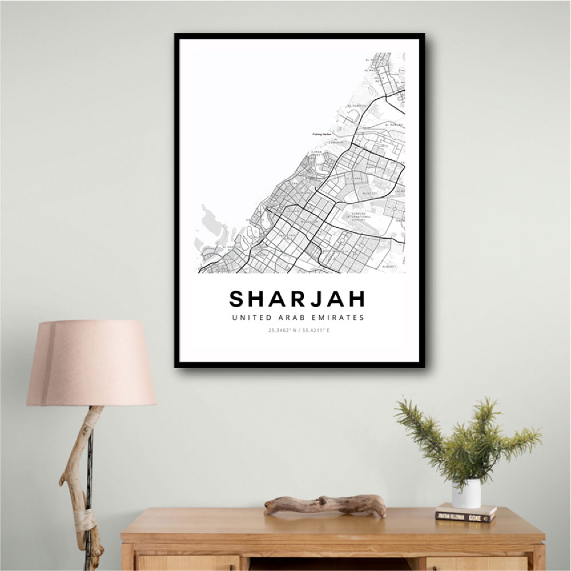 Sharjah City Map Wall Art