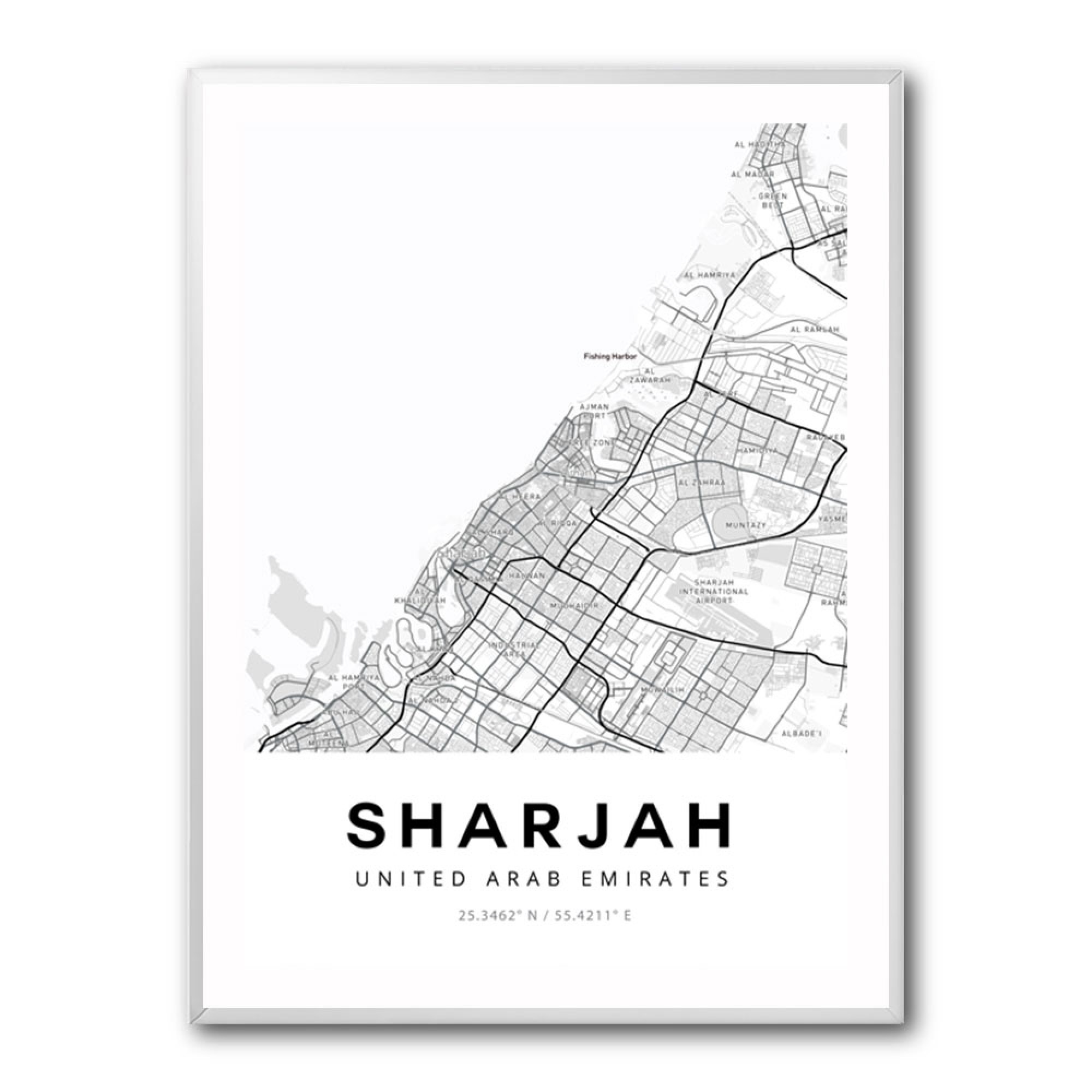 Sharjah City Map Wall Art