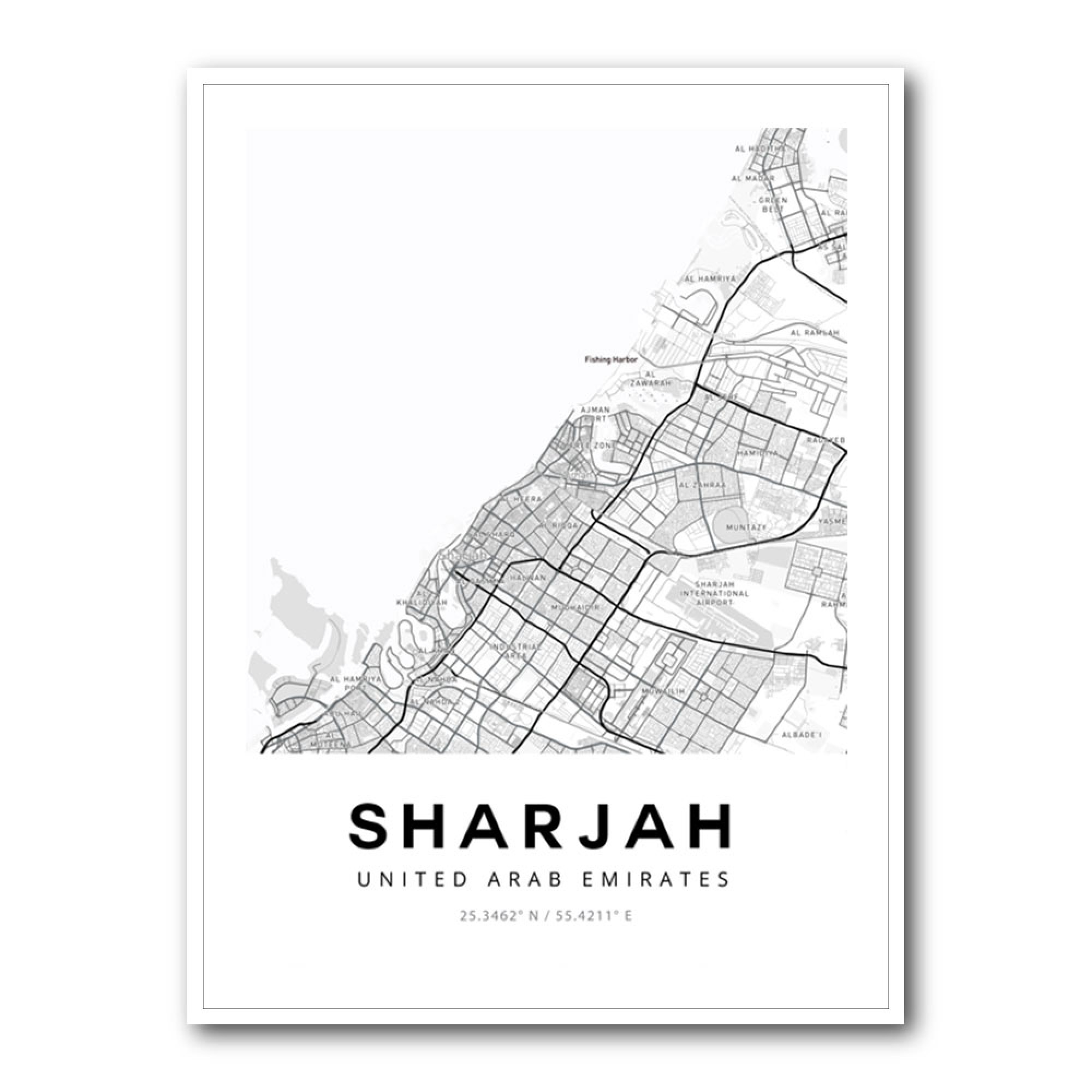 Sharjah City Map Wall Art