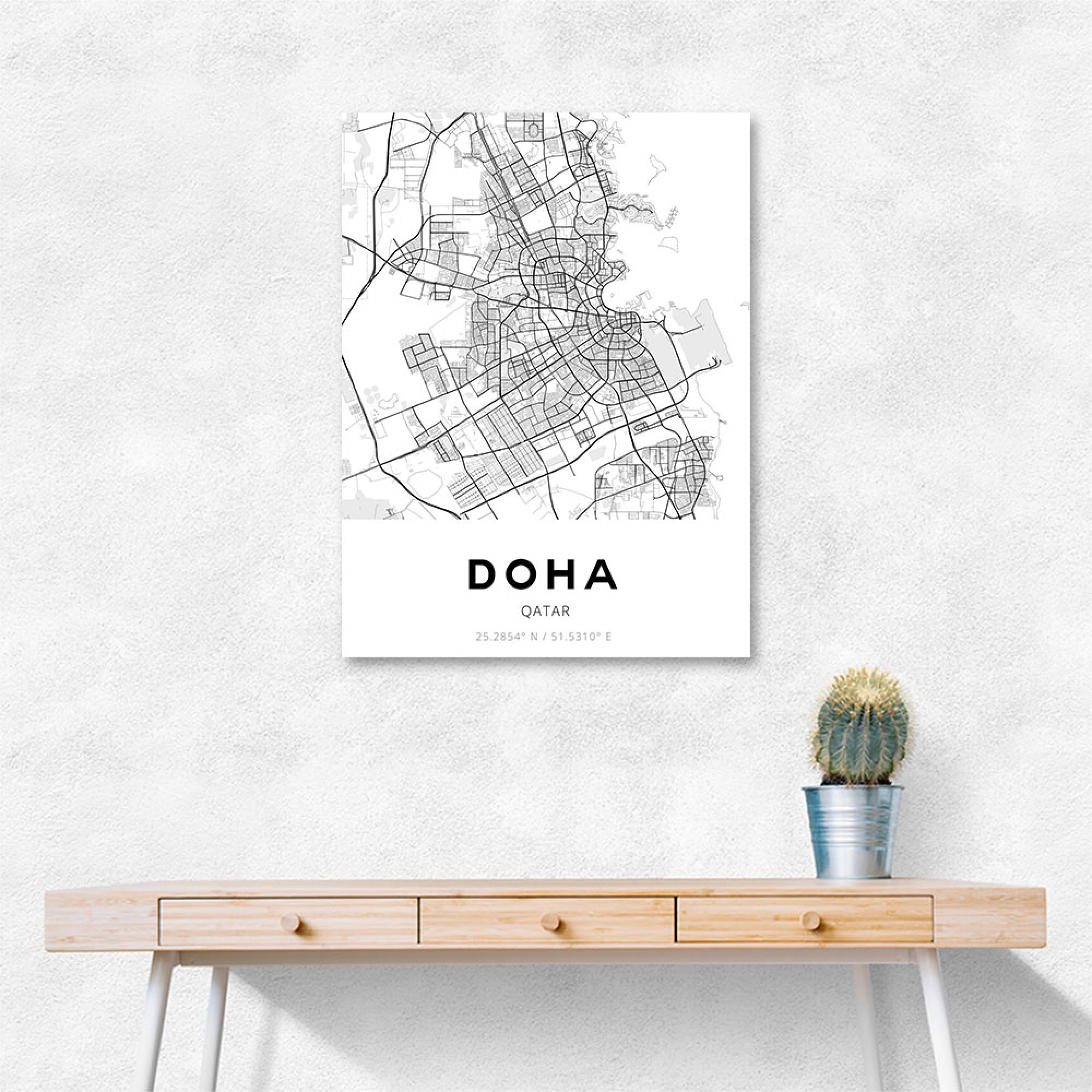 Doha City Map Wall Art
