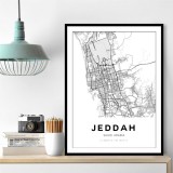 Jeddah City Map Wall Art