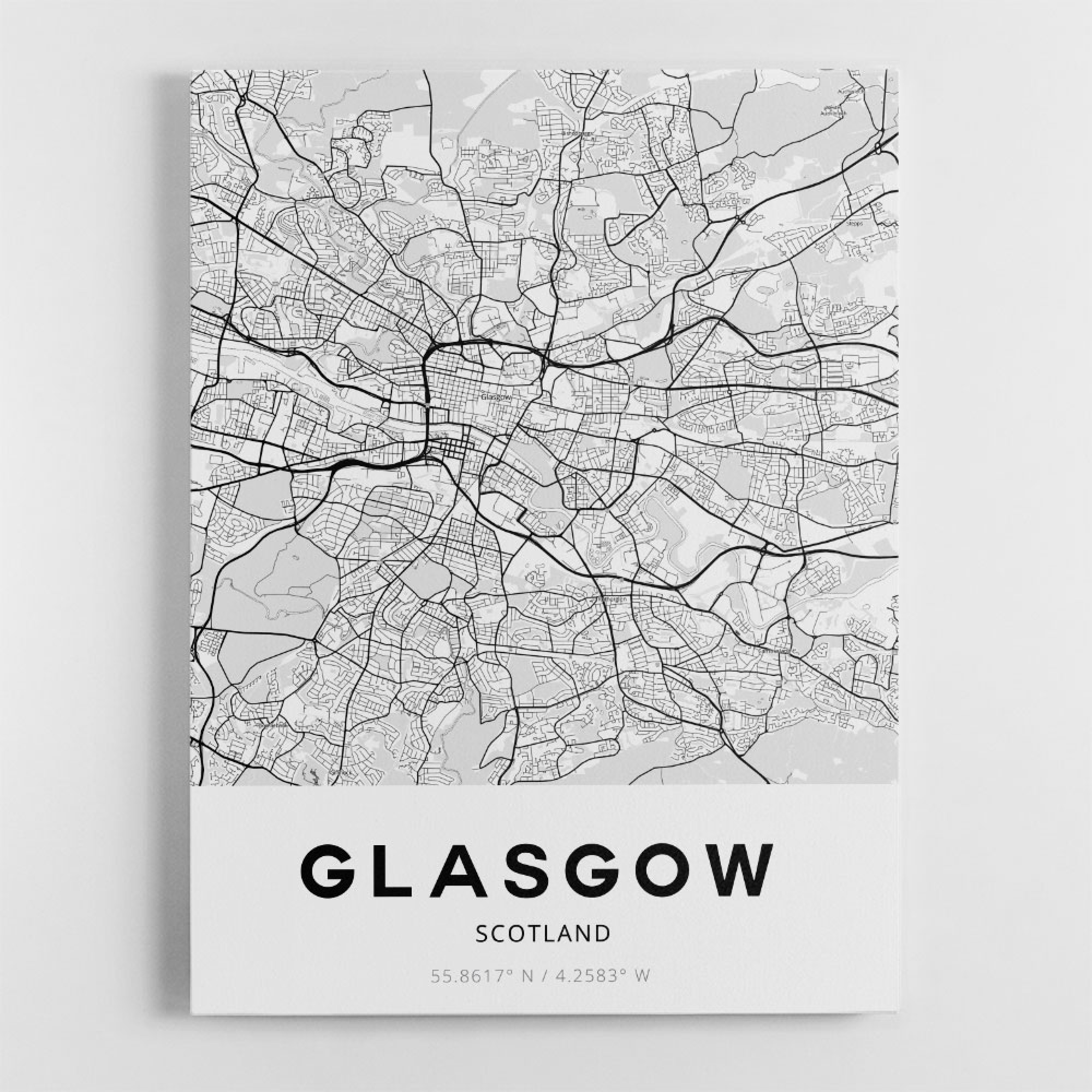 Glasgow City Map Wall Art