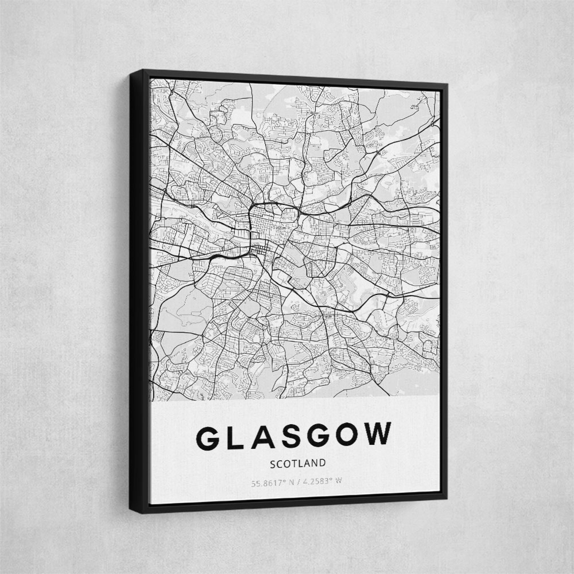 Glasgow City Map Wall Art
