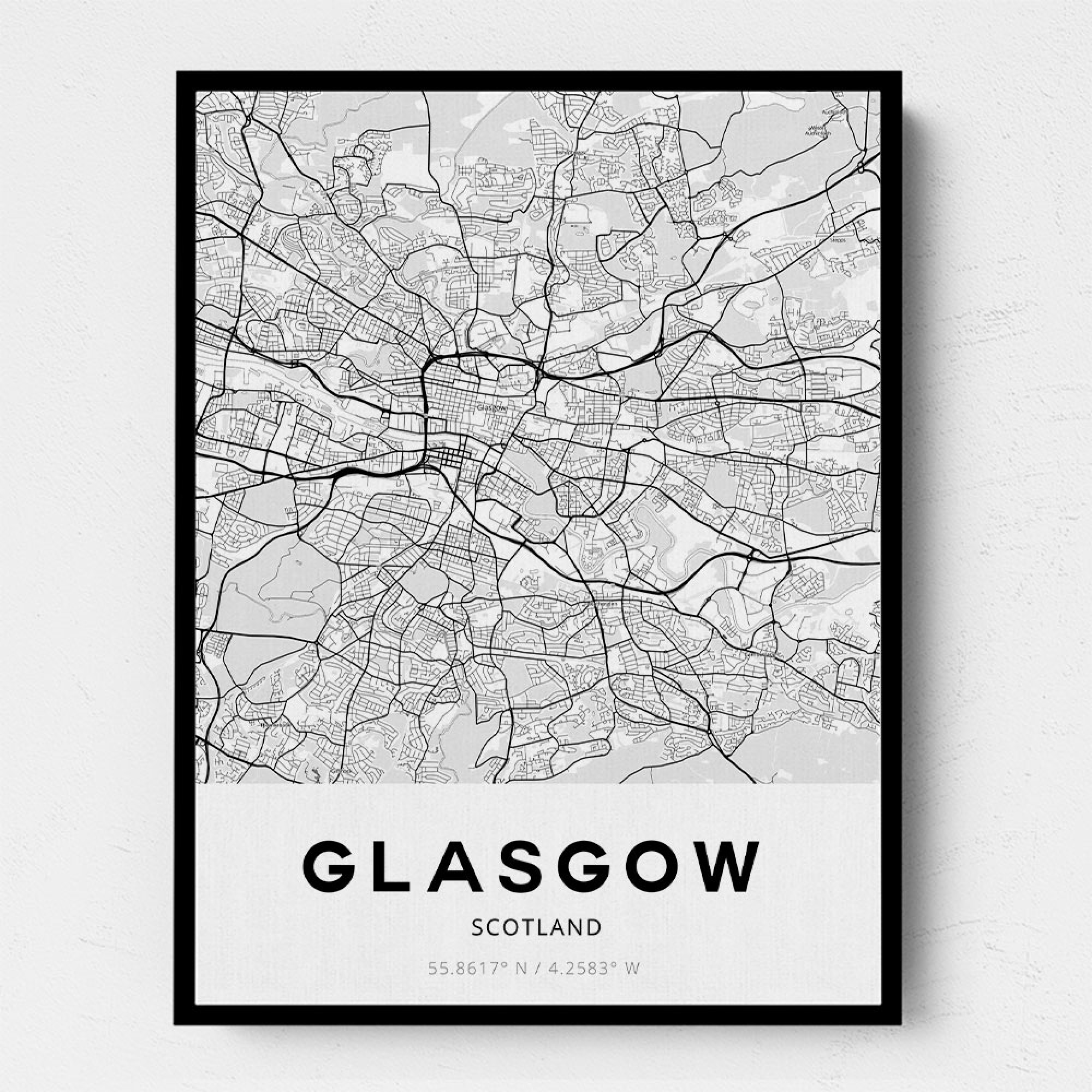 Glasgow City Map Wall Art