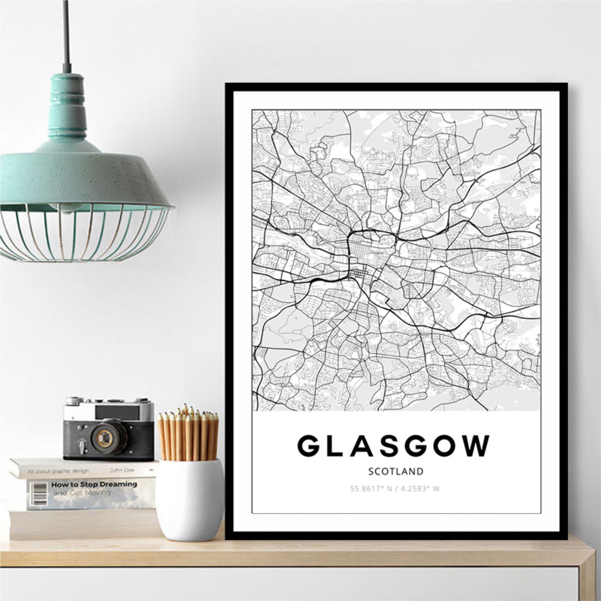 Glasgow City Map Wall Art