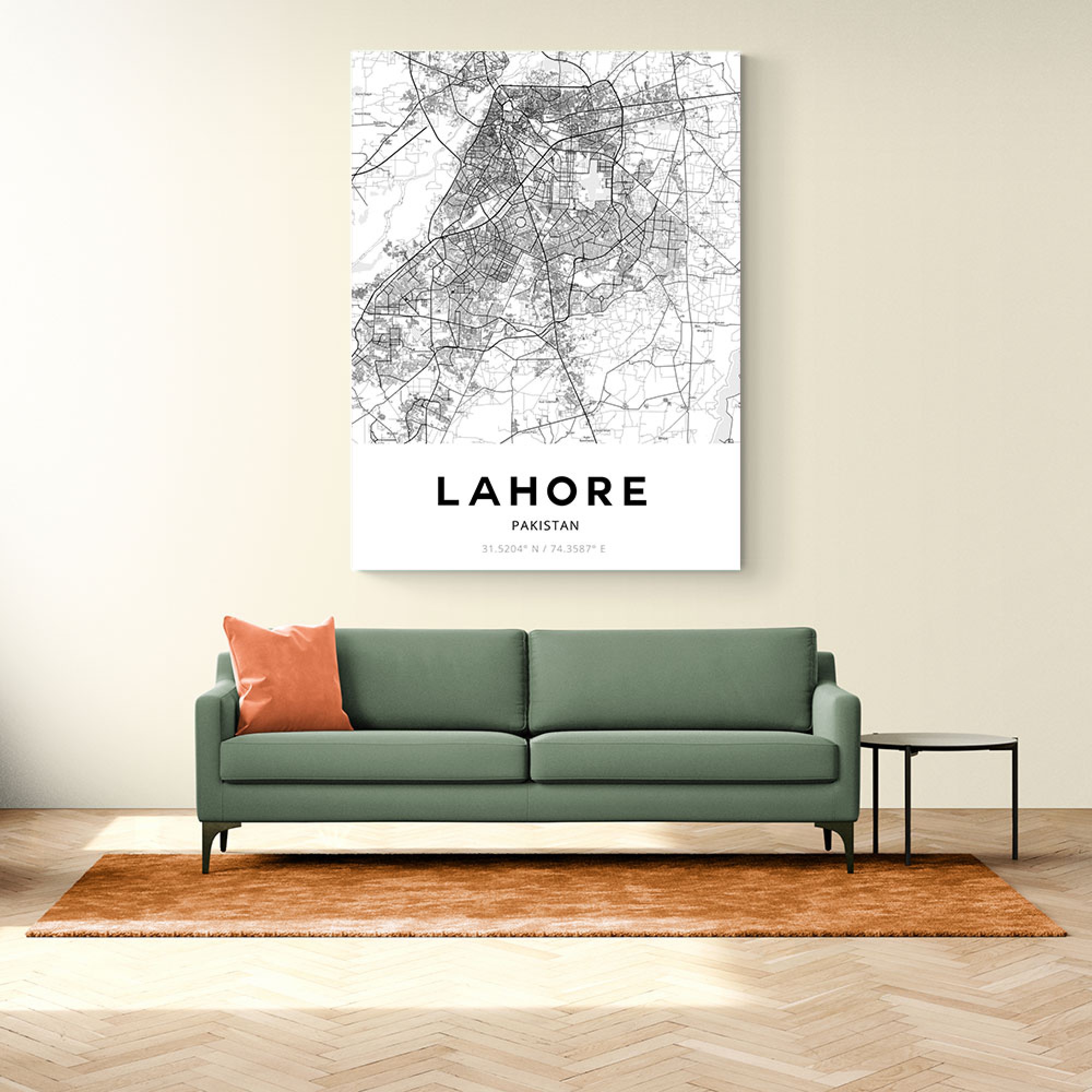 Lahore City Map Wall Art