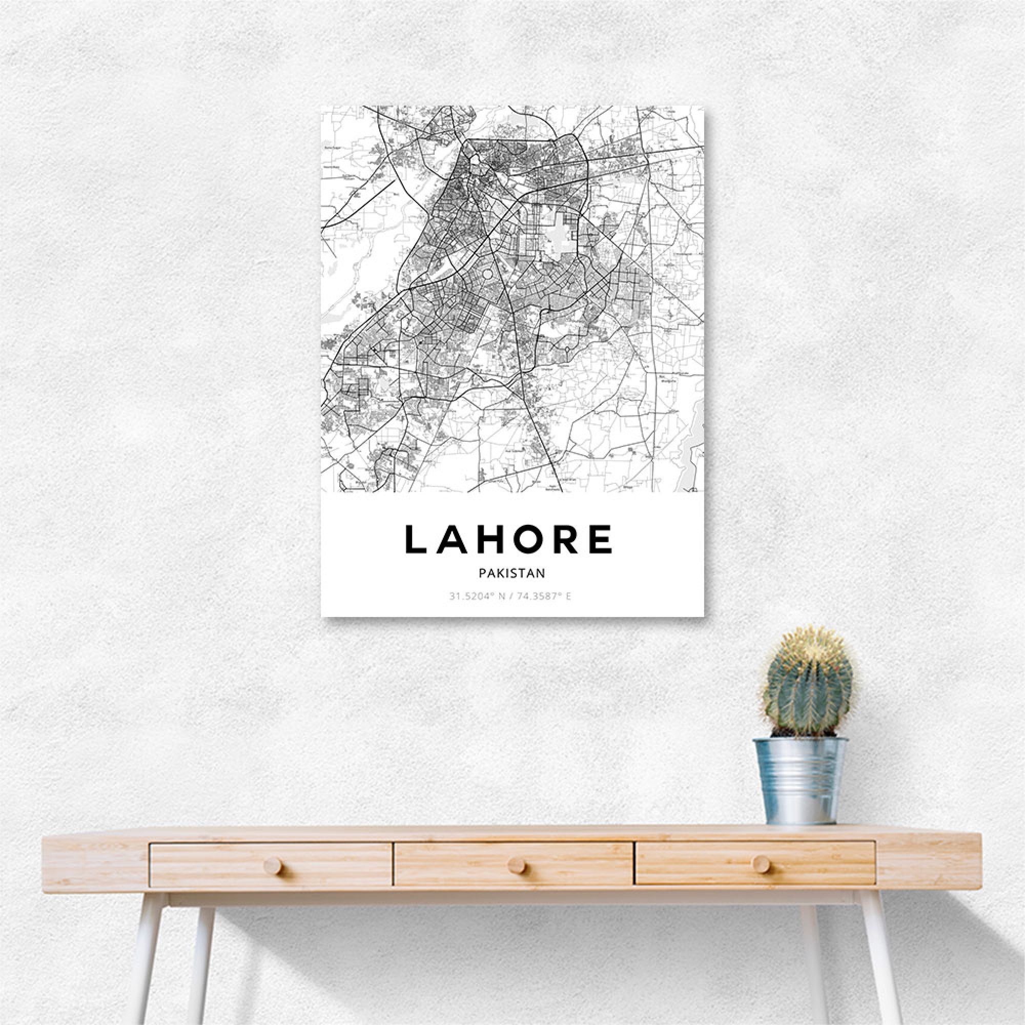 Lahore City Map Wall Art