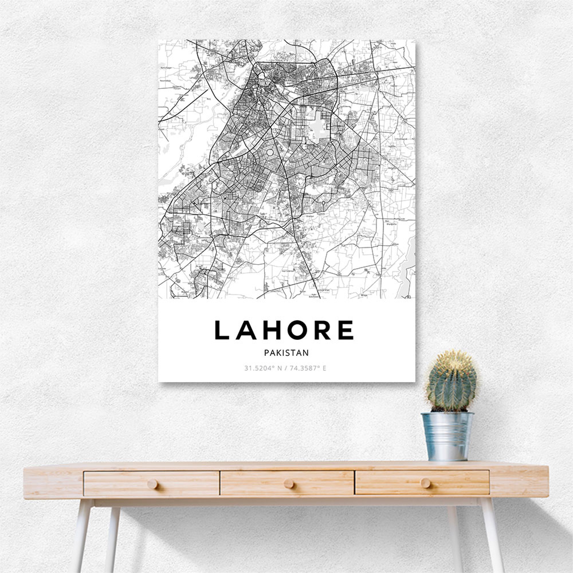 Lahore City Map Wall Art