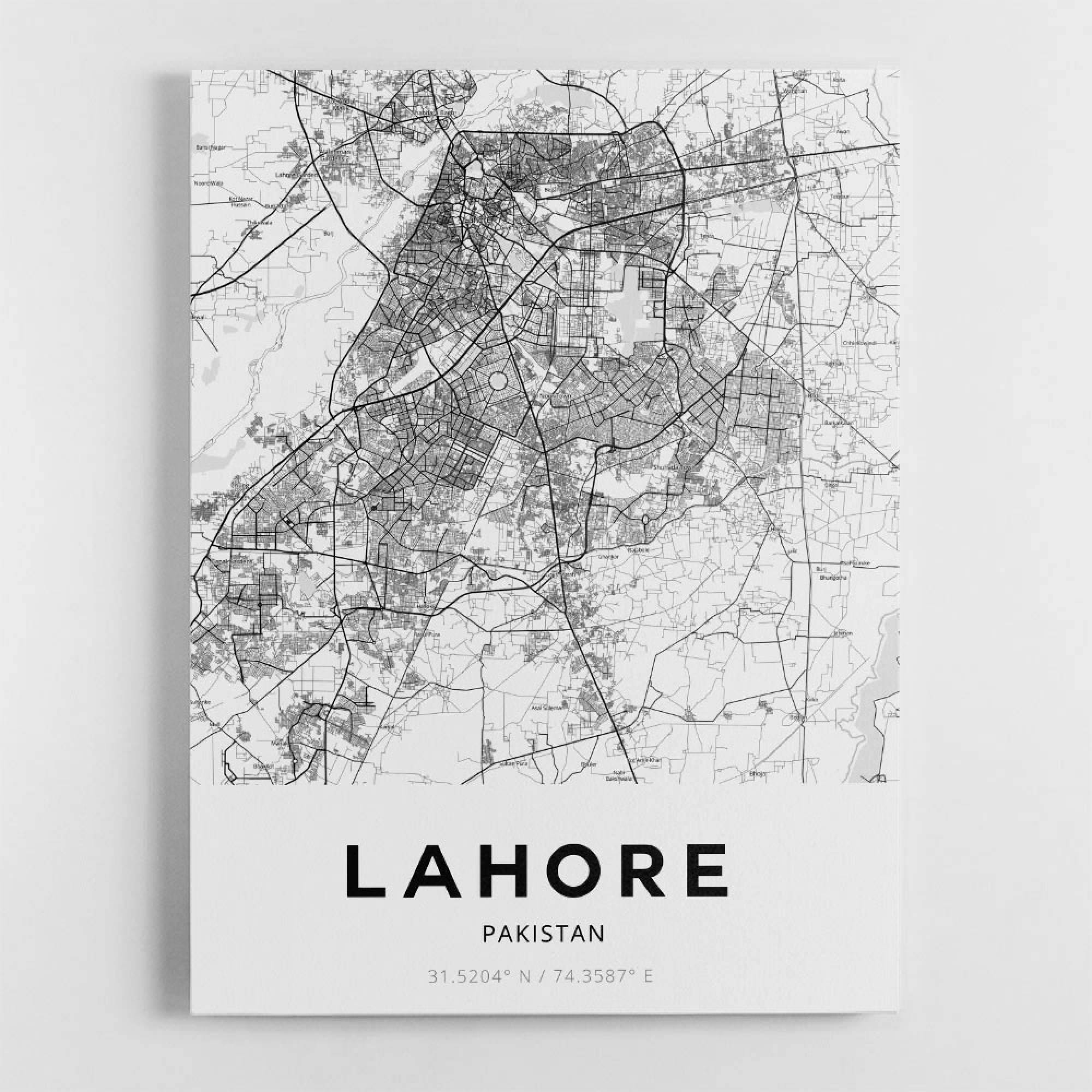 Lahore City Map Wall Art