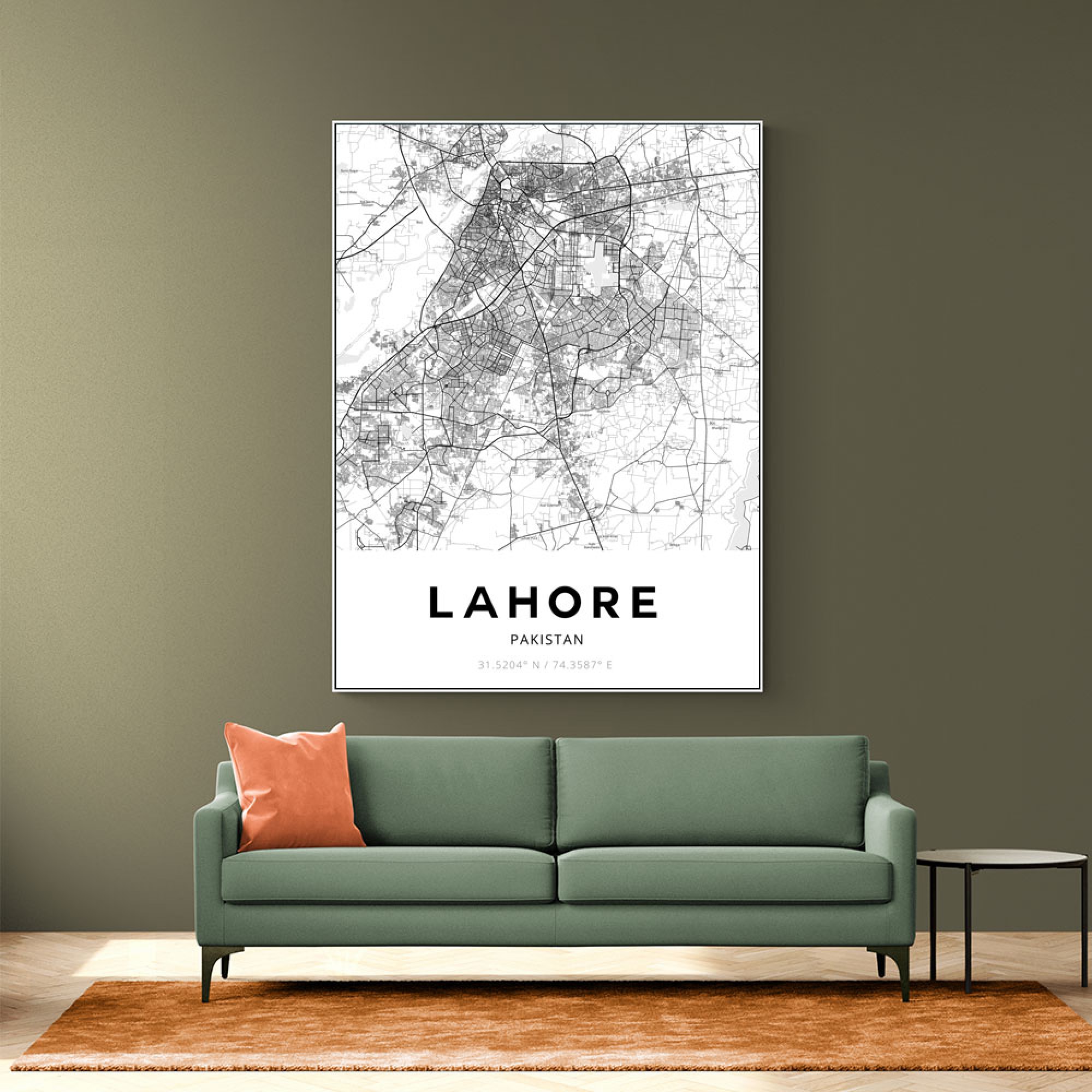 Lahore City Map Wall Art
