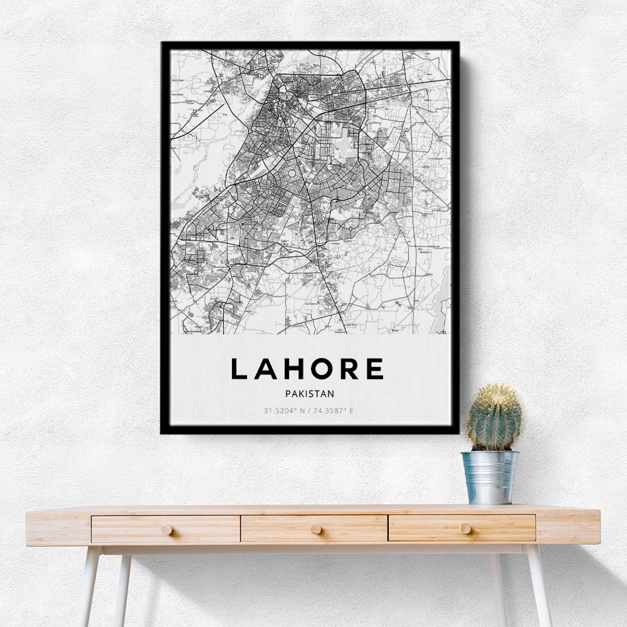 Lahore City Map Wall Art