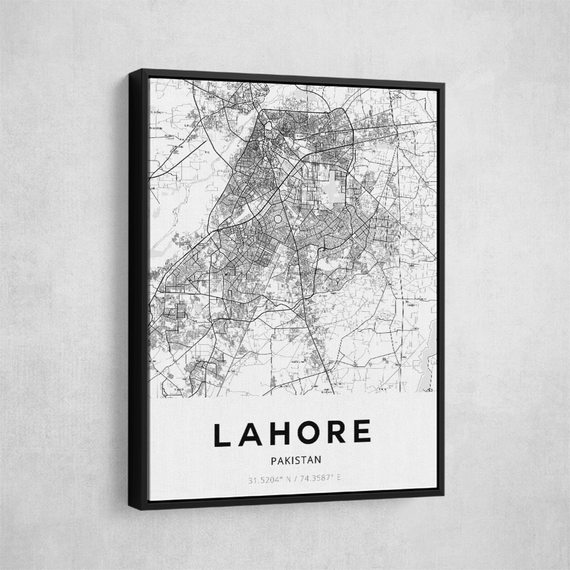 Lahore City Map Wall Art