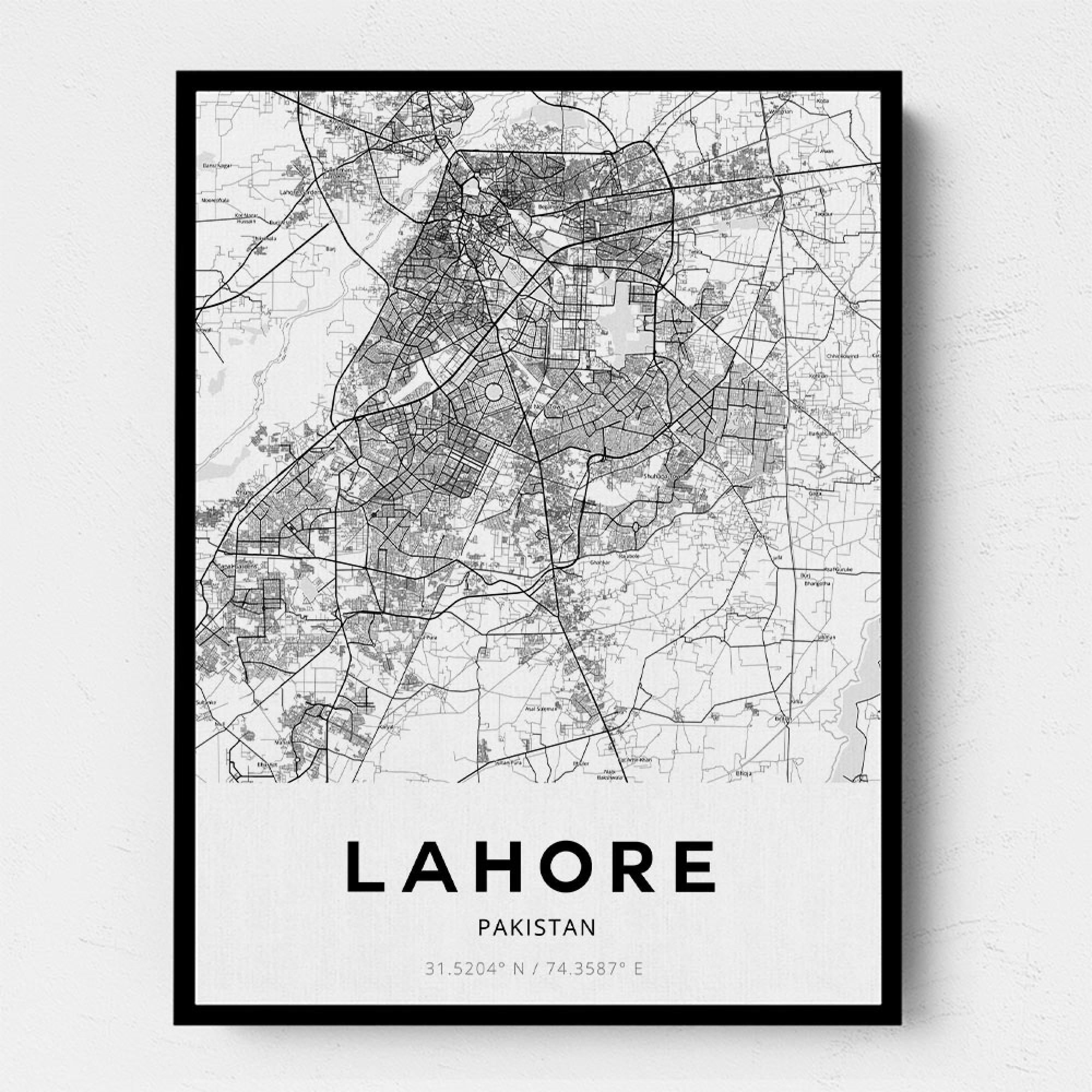 Lahore City Map Wall Art