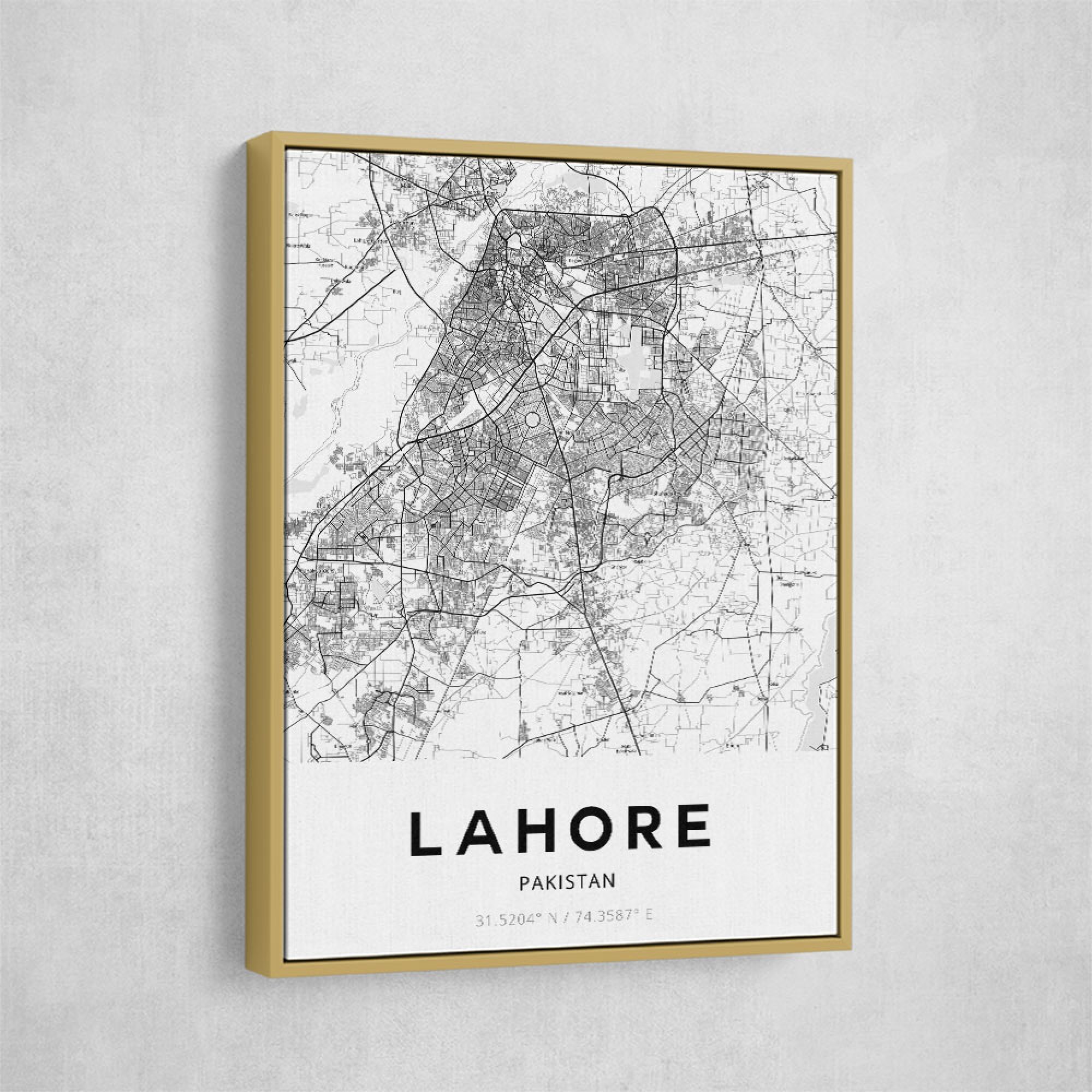 Lahore City Map Wall Art