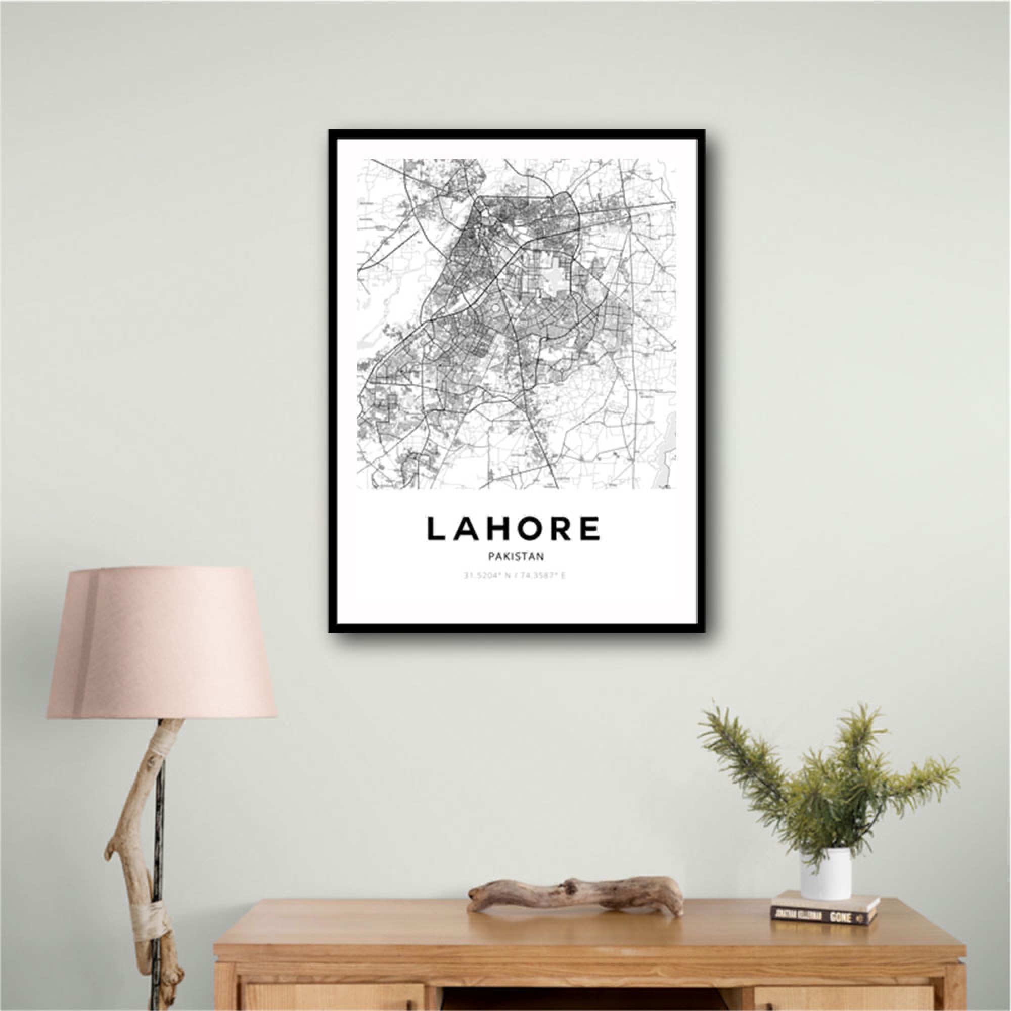 Lahore City Map Wall Art