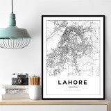 Lahore City Map Wall Art