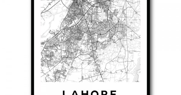 Lahore City Map Wall Art