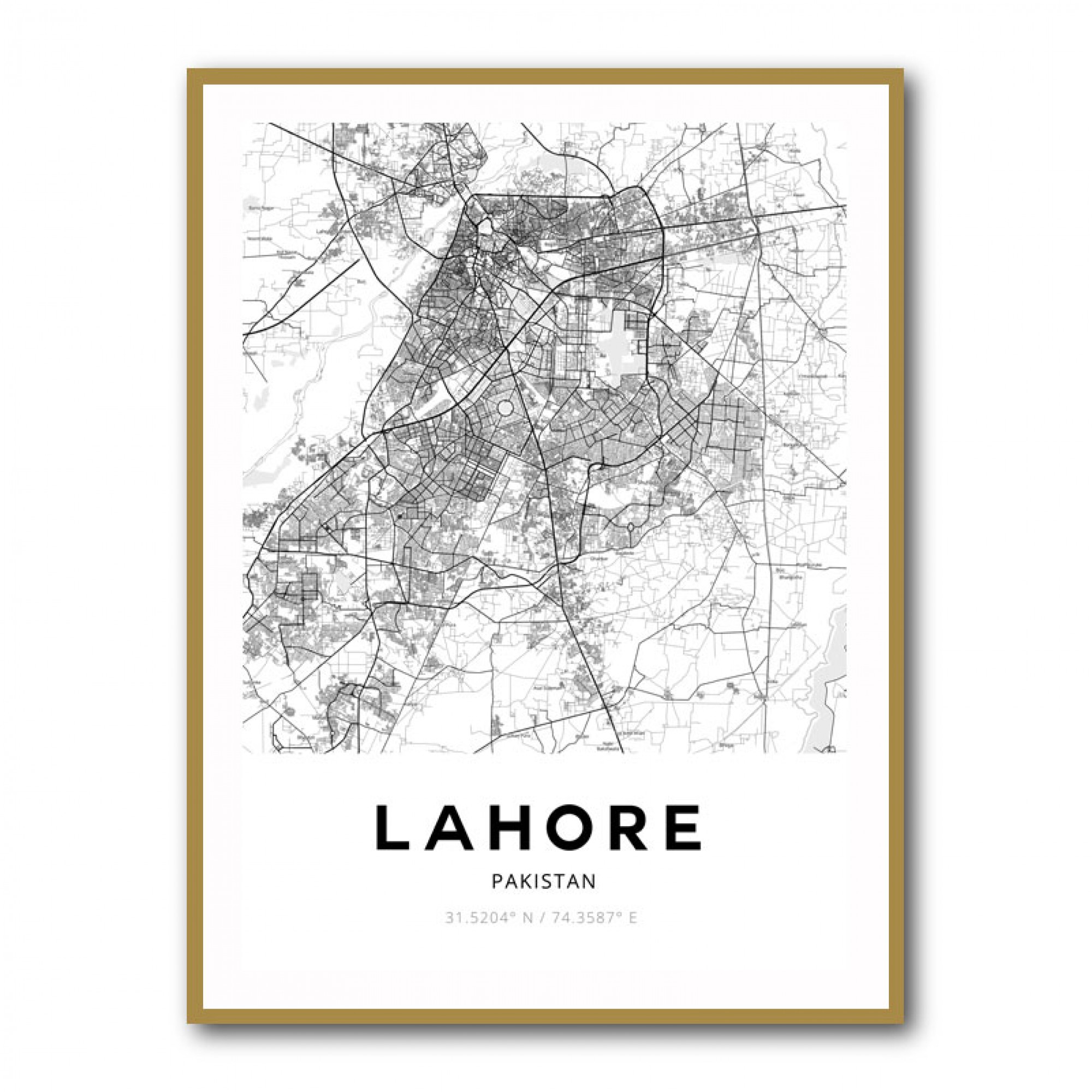 Lahore City Map Wall Art