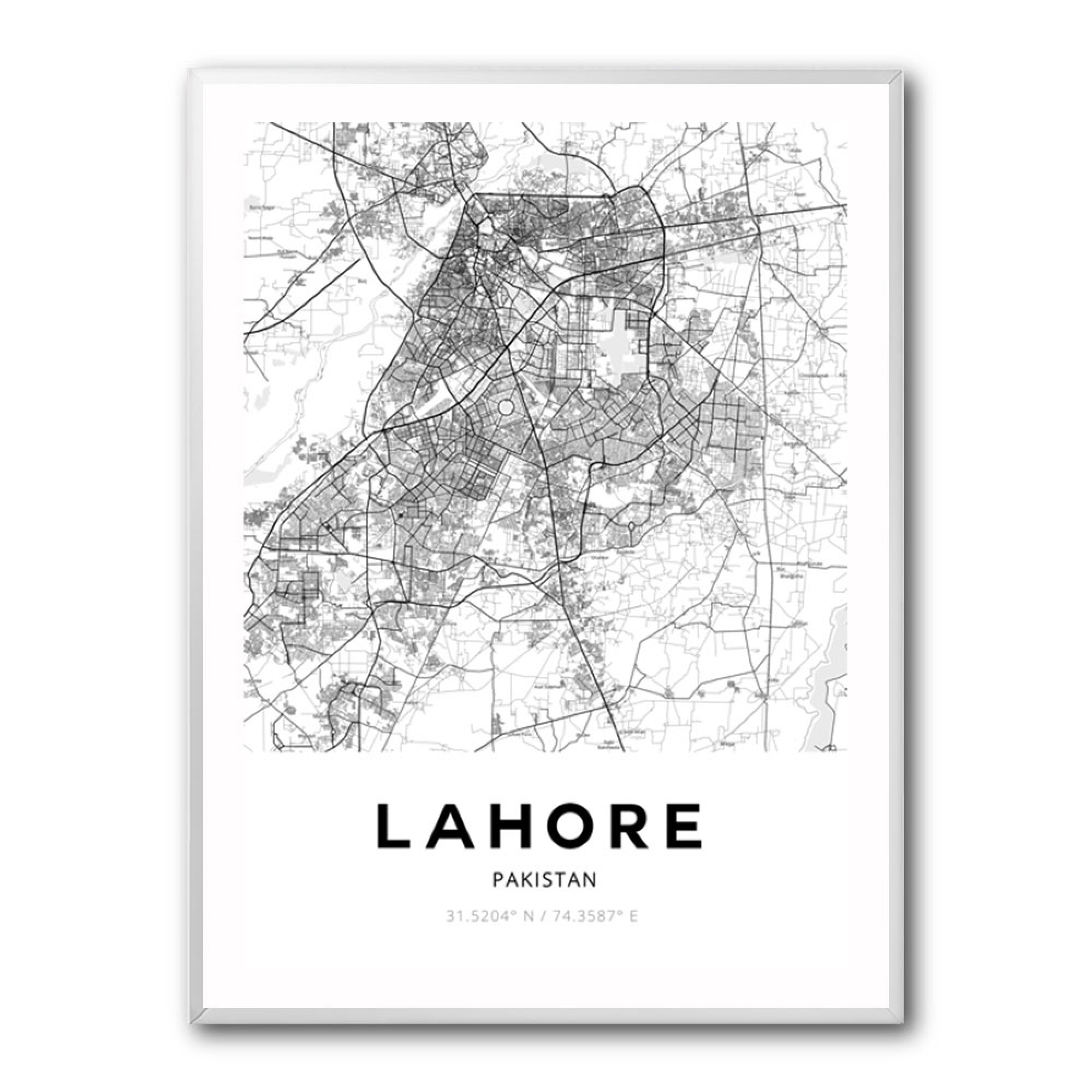 Lahore City Map Wall Art