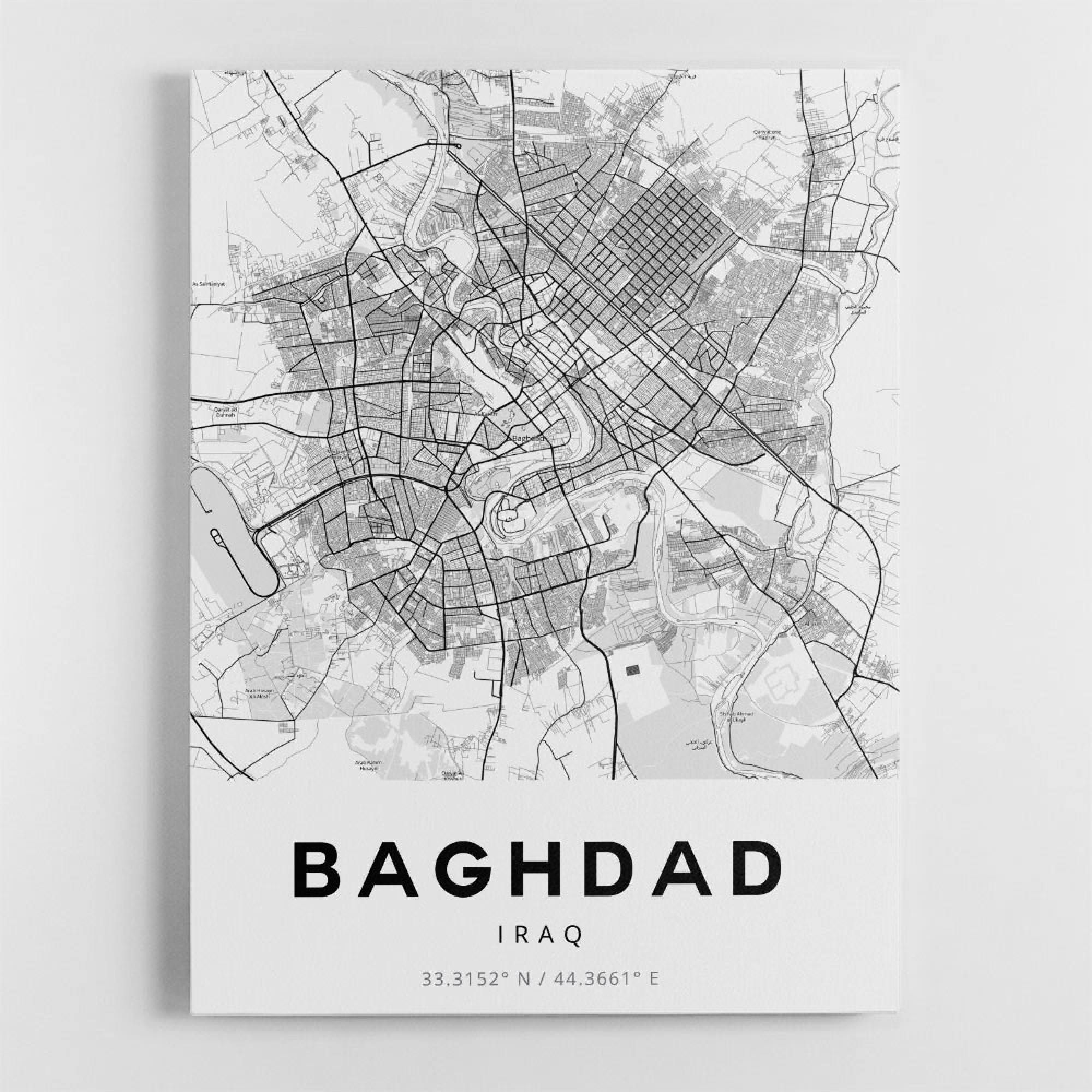 Baghdad City Map Wall Art