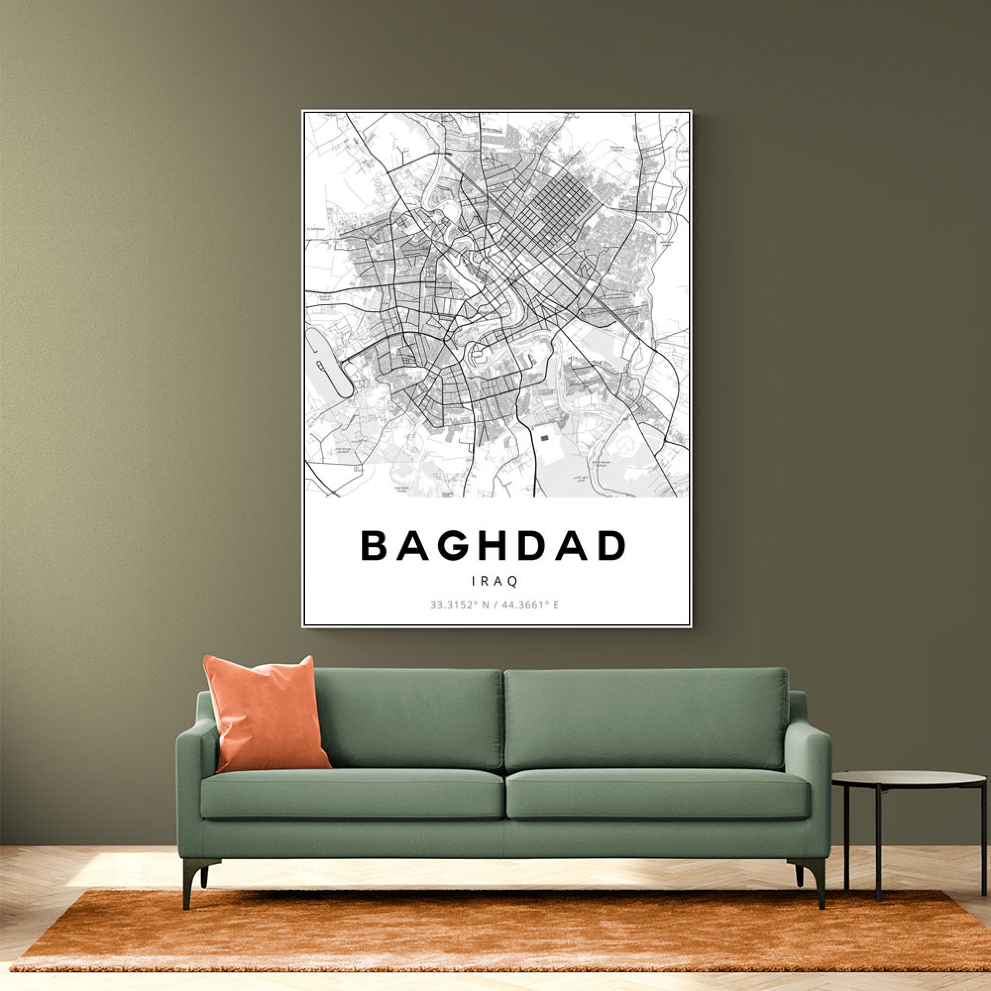 Baghdad City Map Wall Art