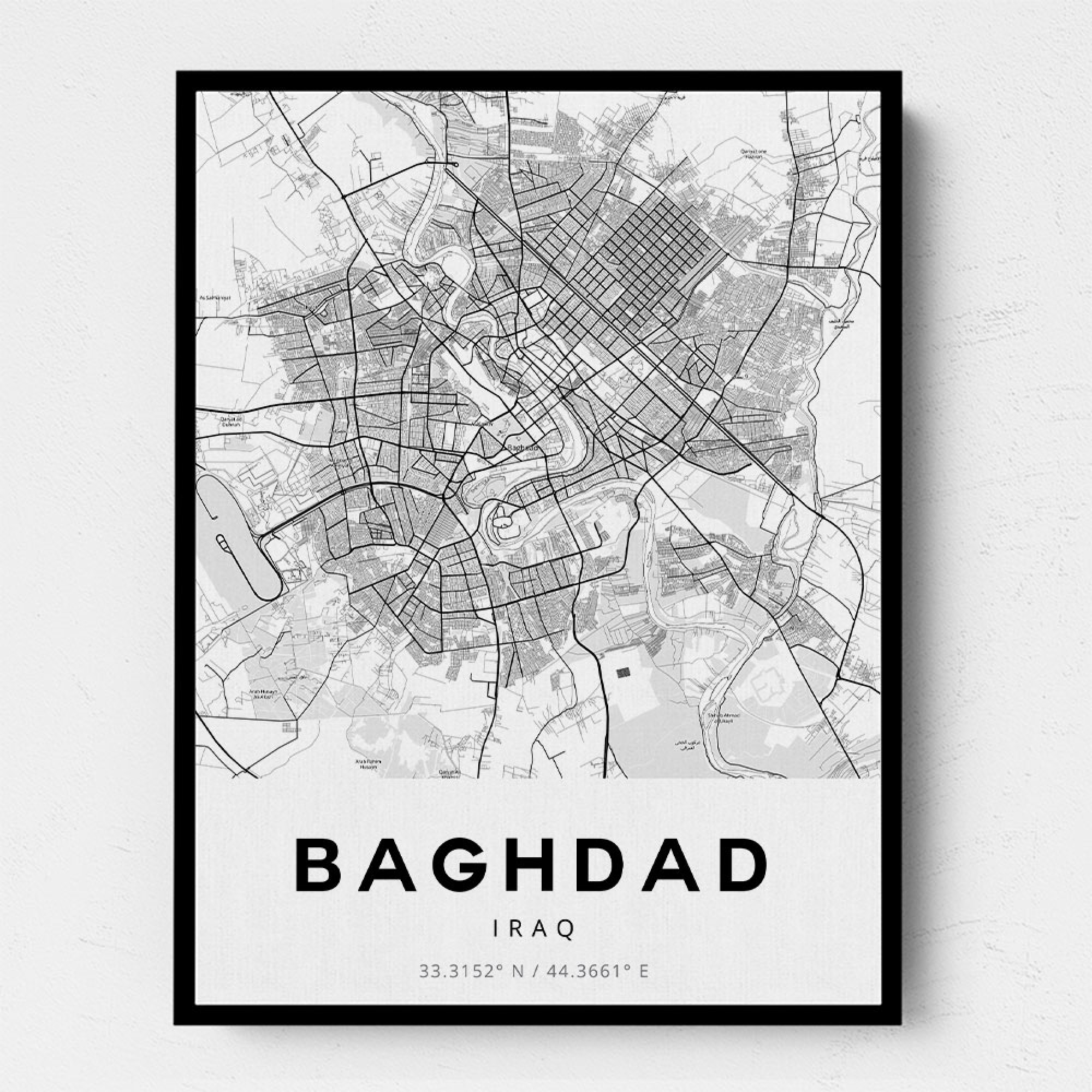 Baghdad City Map Wall Art