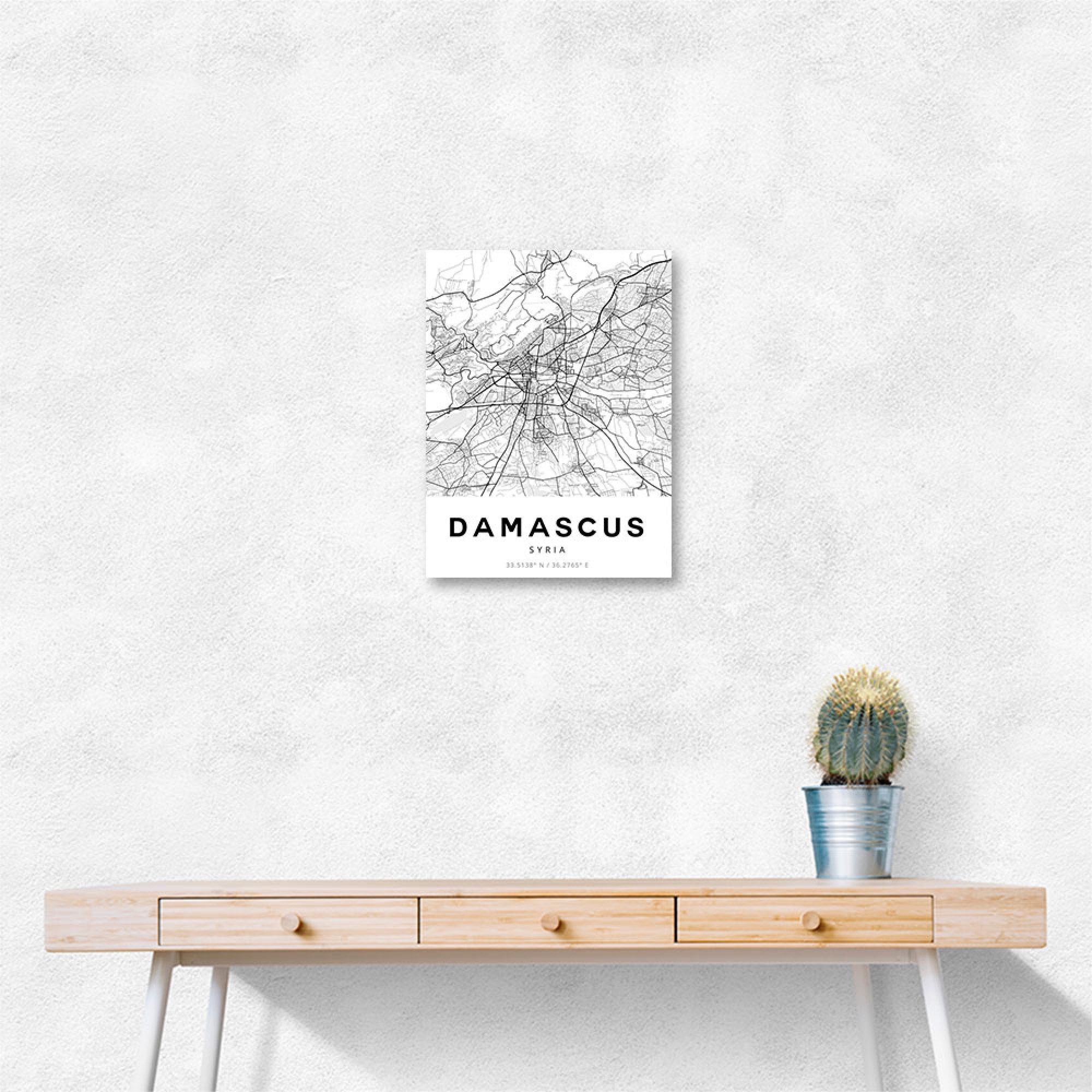 Damascus City Map Wall Art