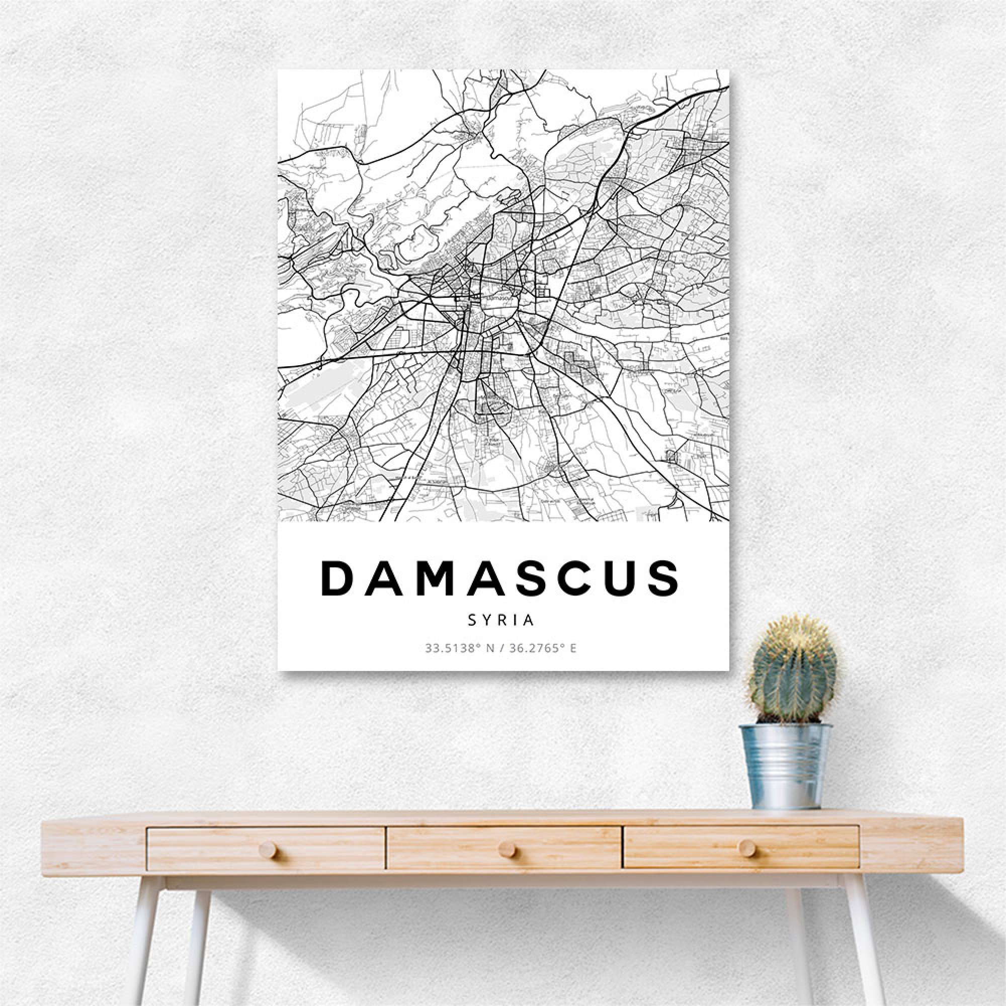 Damascus City Map Wall Art