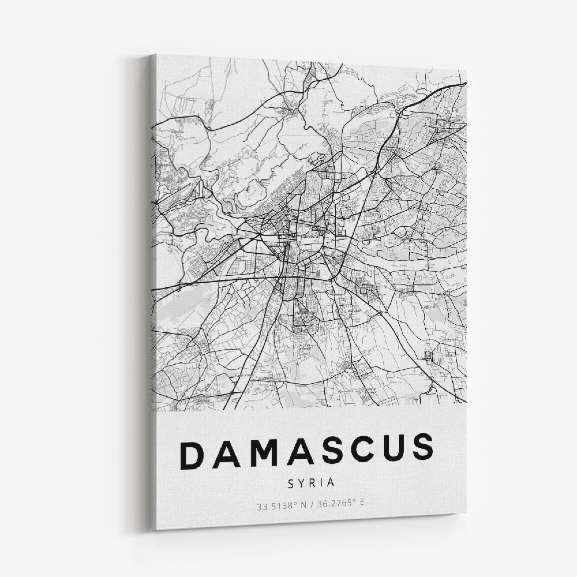 Damascus City Map Wall Art