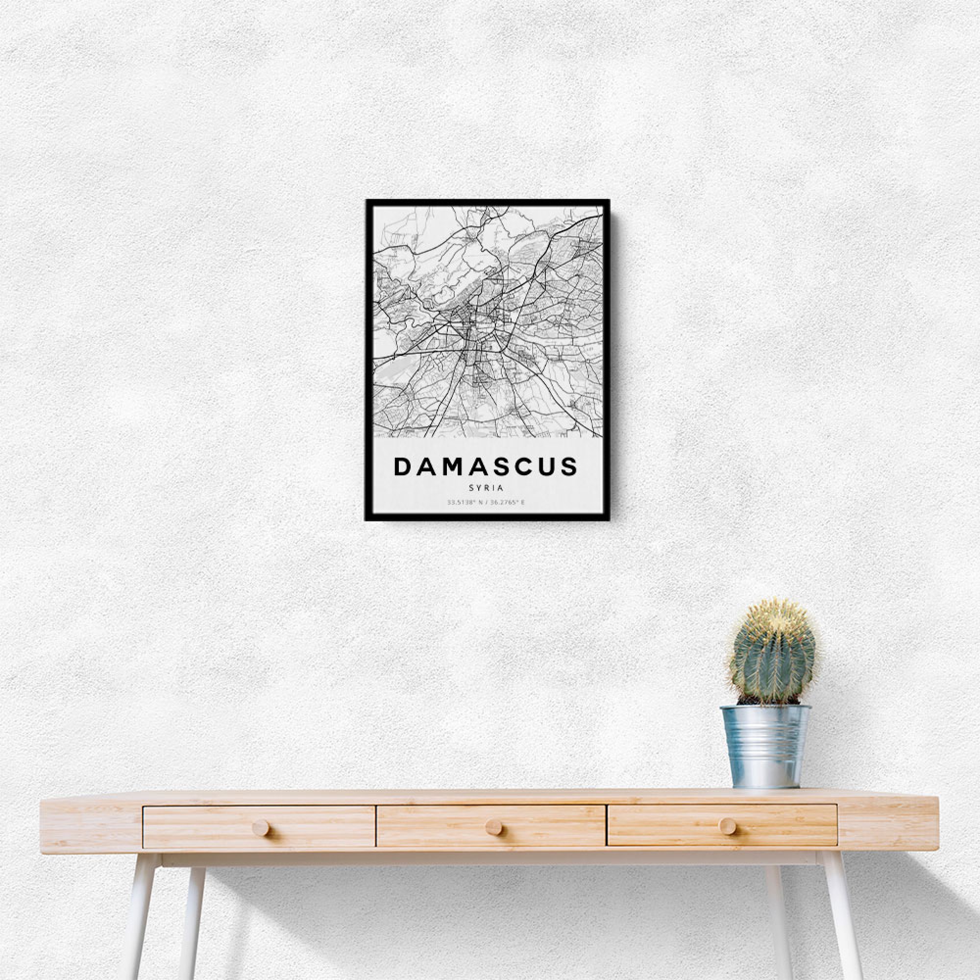 Damascus City Map Wall Art