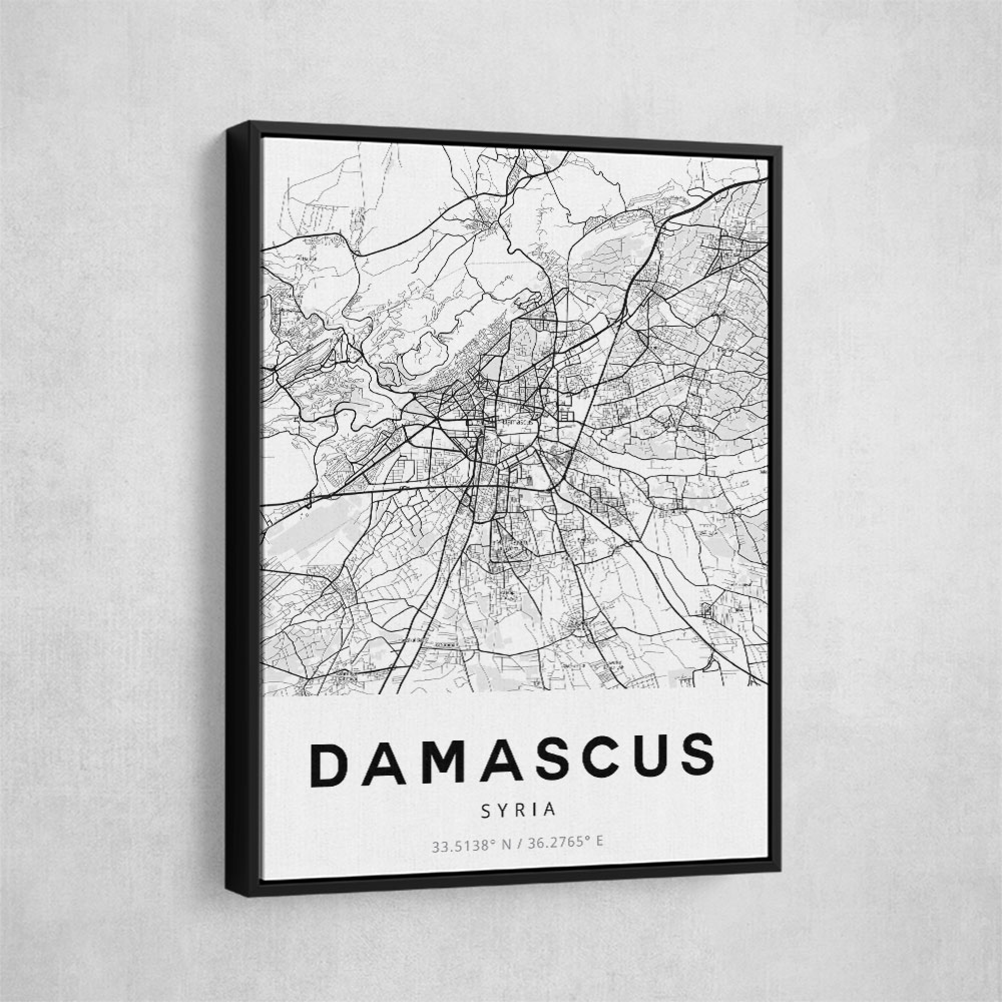 Damascus City Map Wall Art