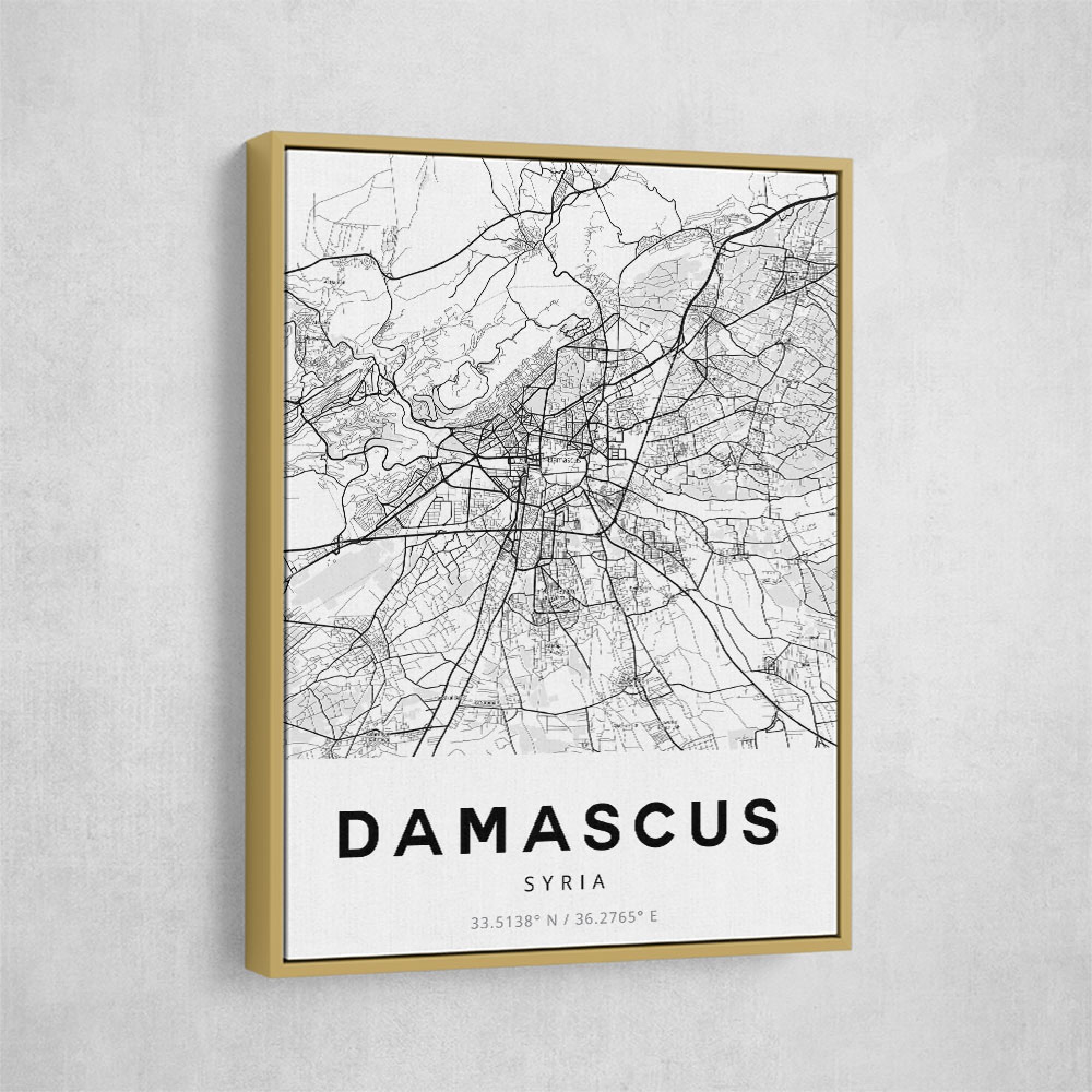 Damascus City Map Wall Art