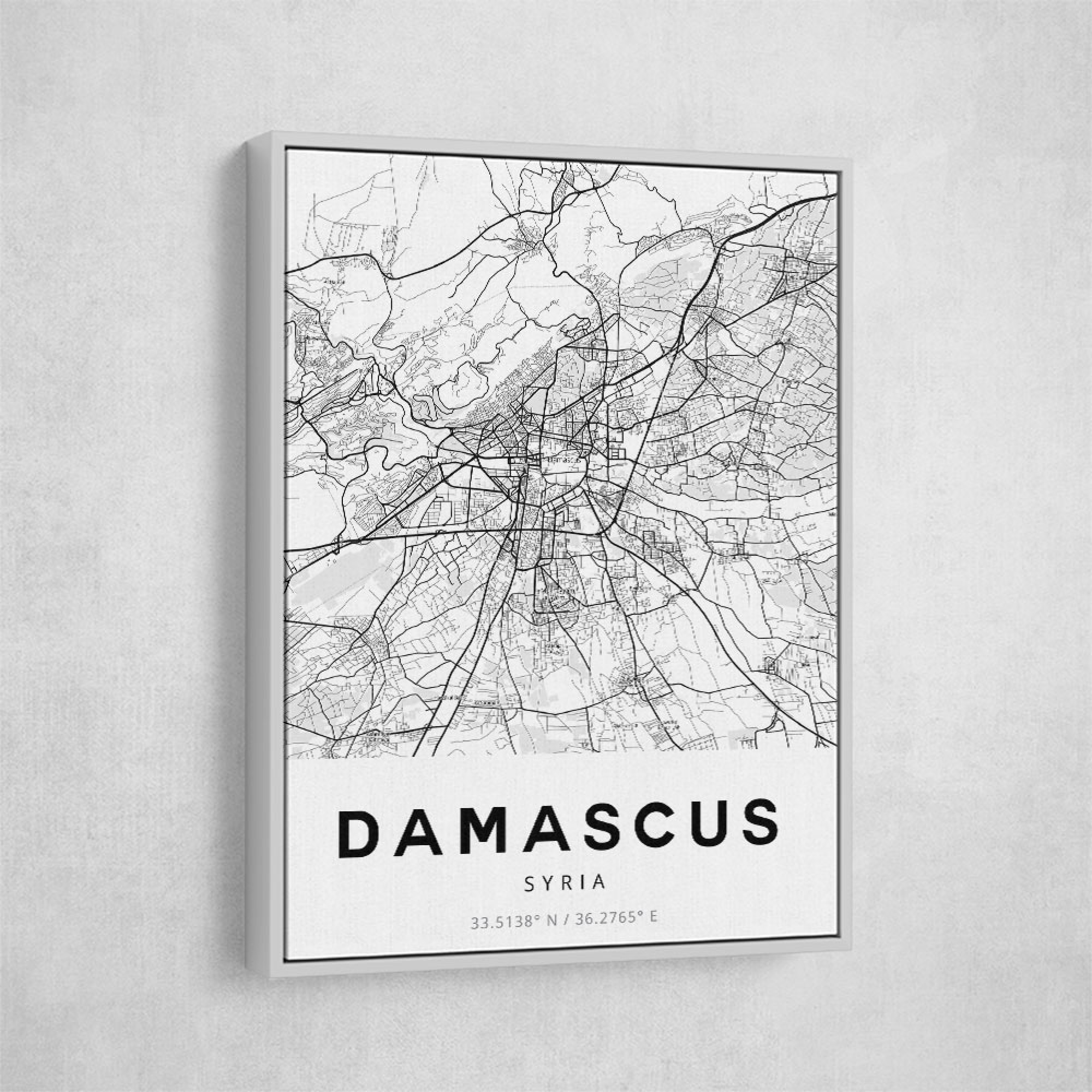 Damascus City Map Wall Art