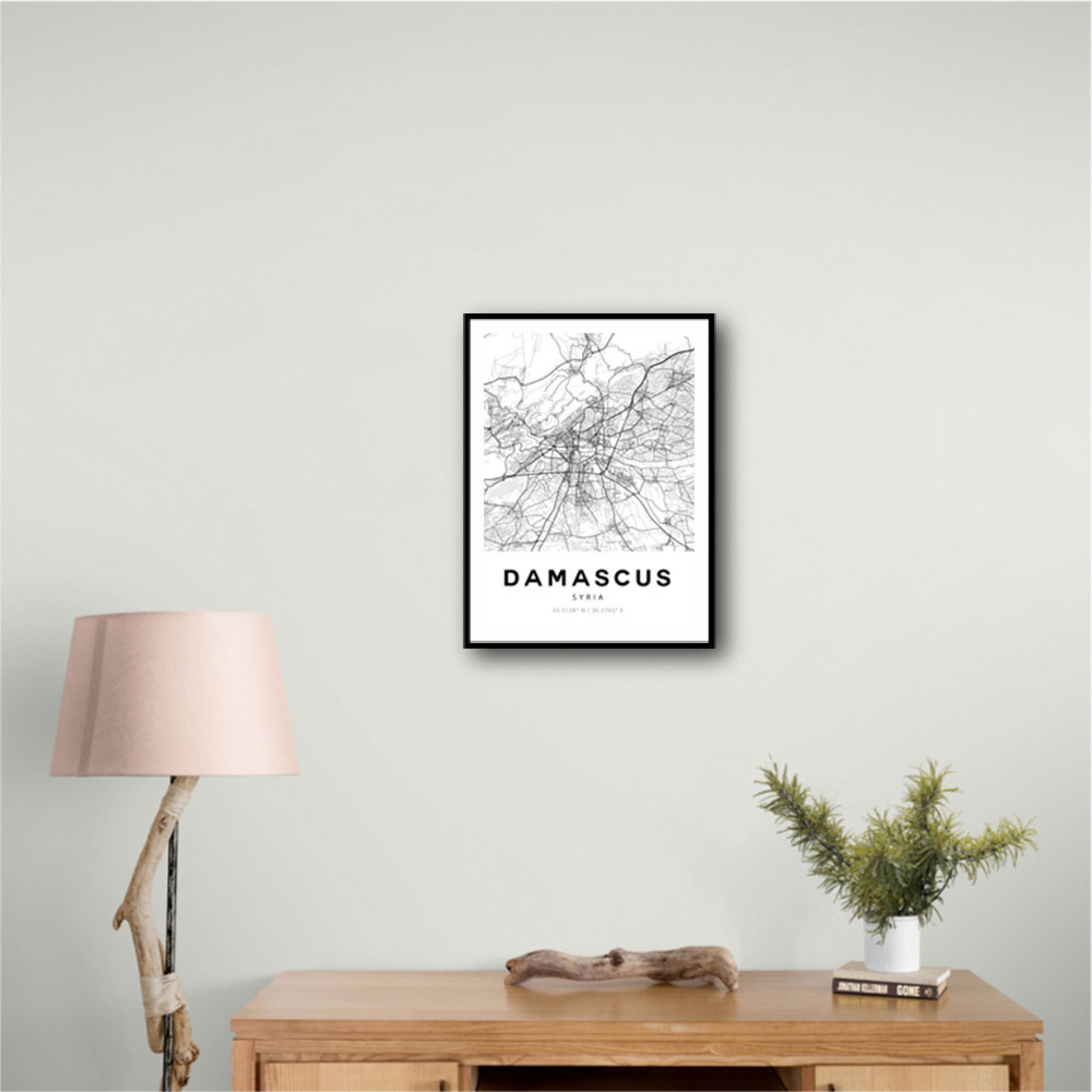Damascus City Map Wall Art
