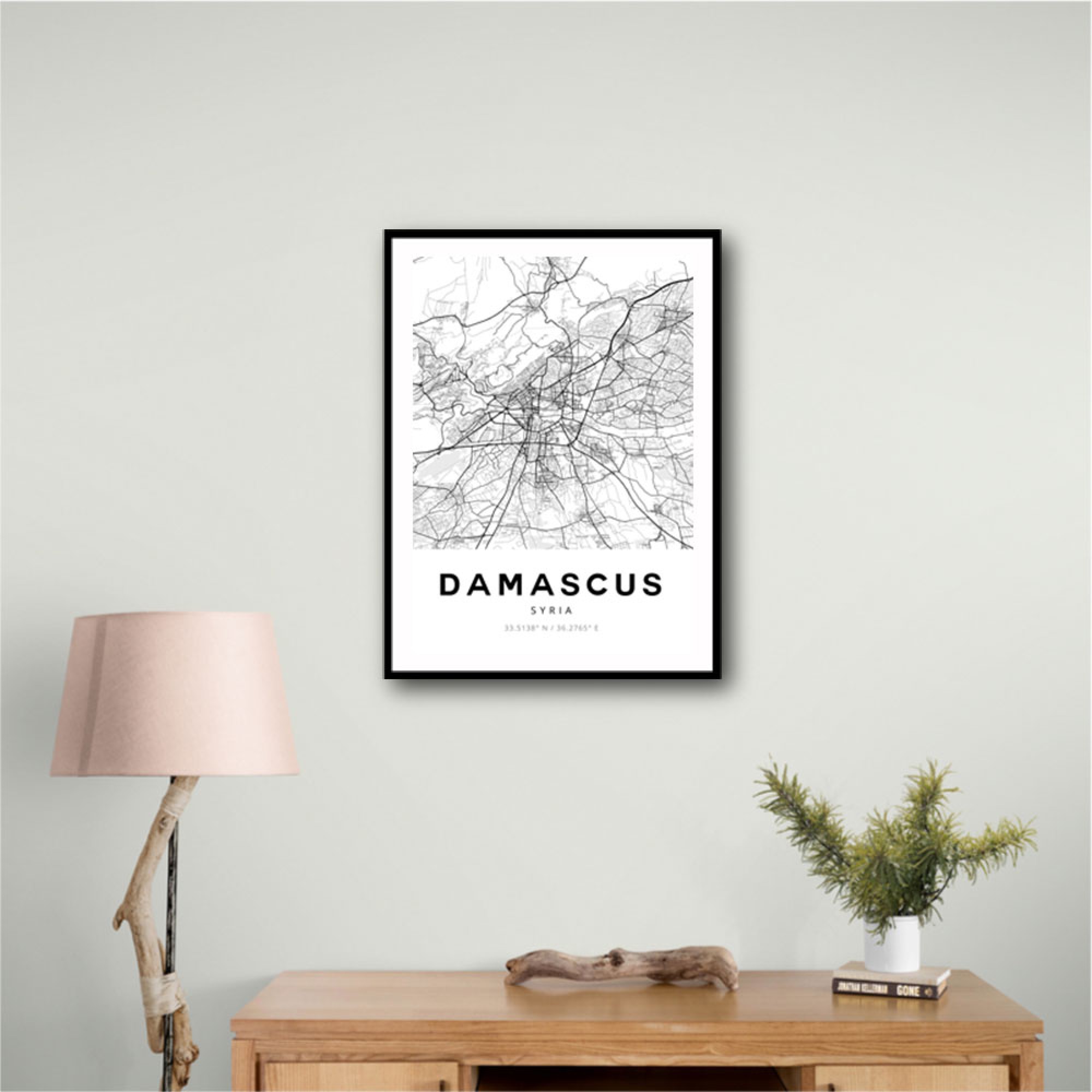 Damascus City Map Wall Art