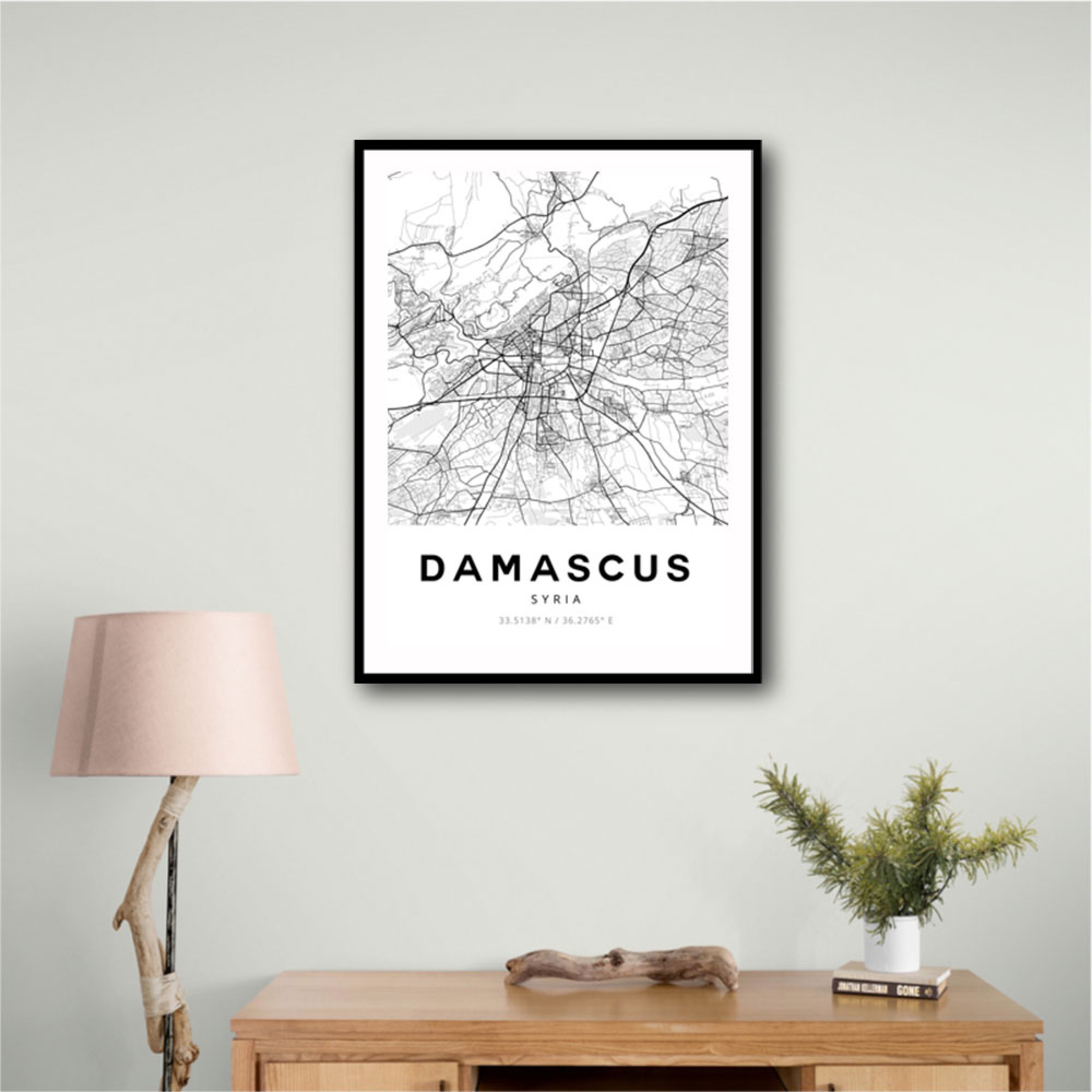 Damascus City Map Wall Art