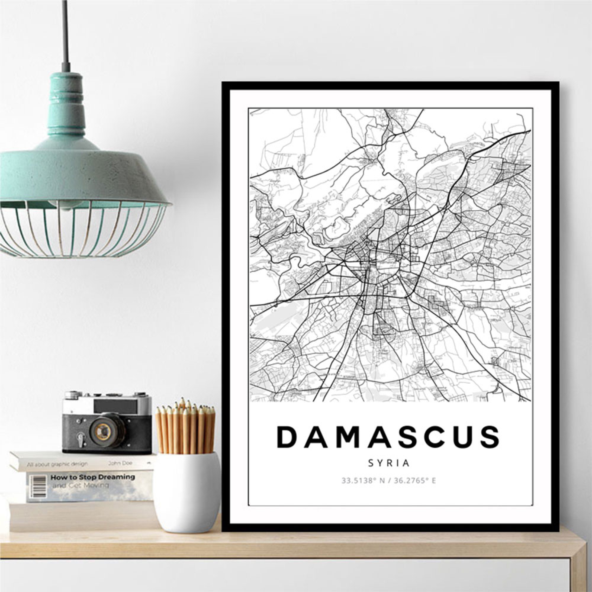 Damascus City Map Wall Art