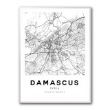 Damascus City Map Wall Art