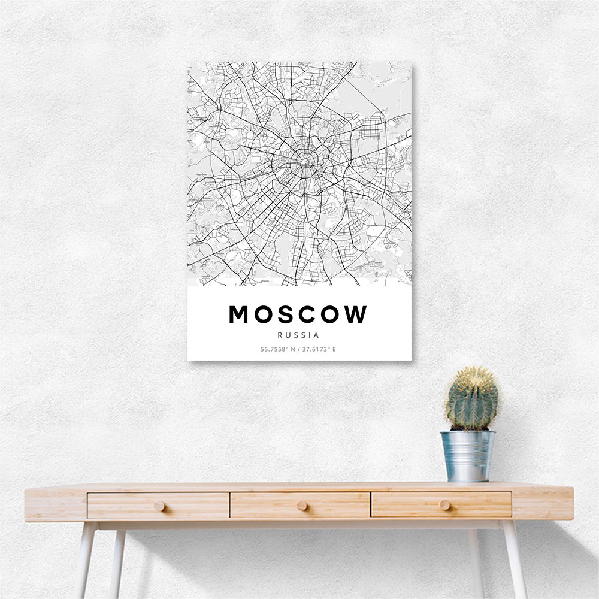 Moscow City Map Wall Art