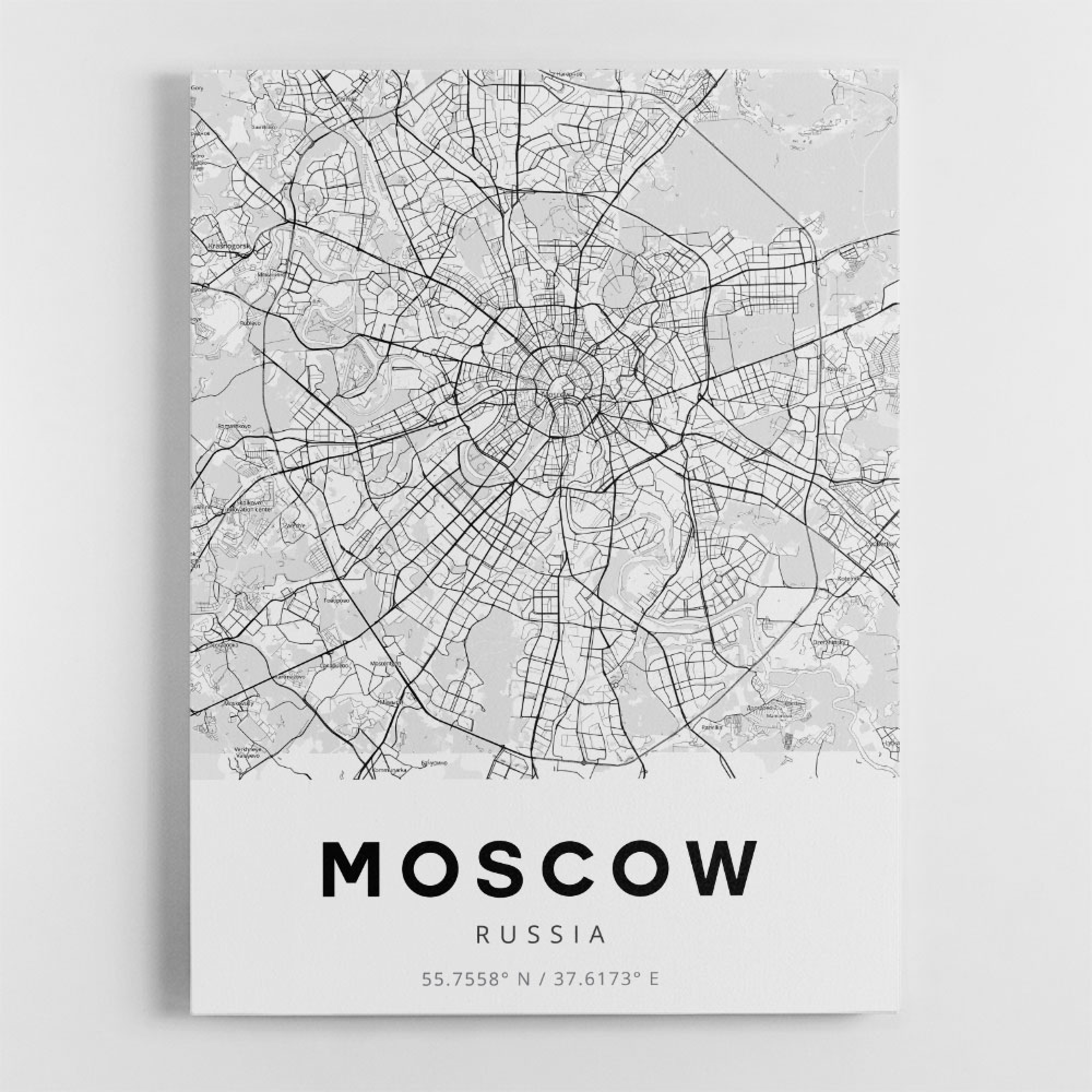 Moscow City Map Wall Art