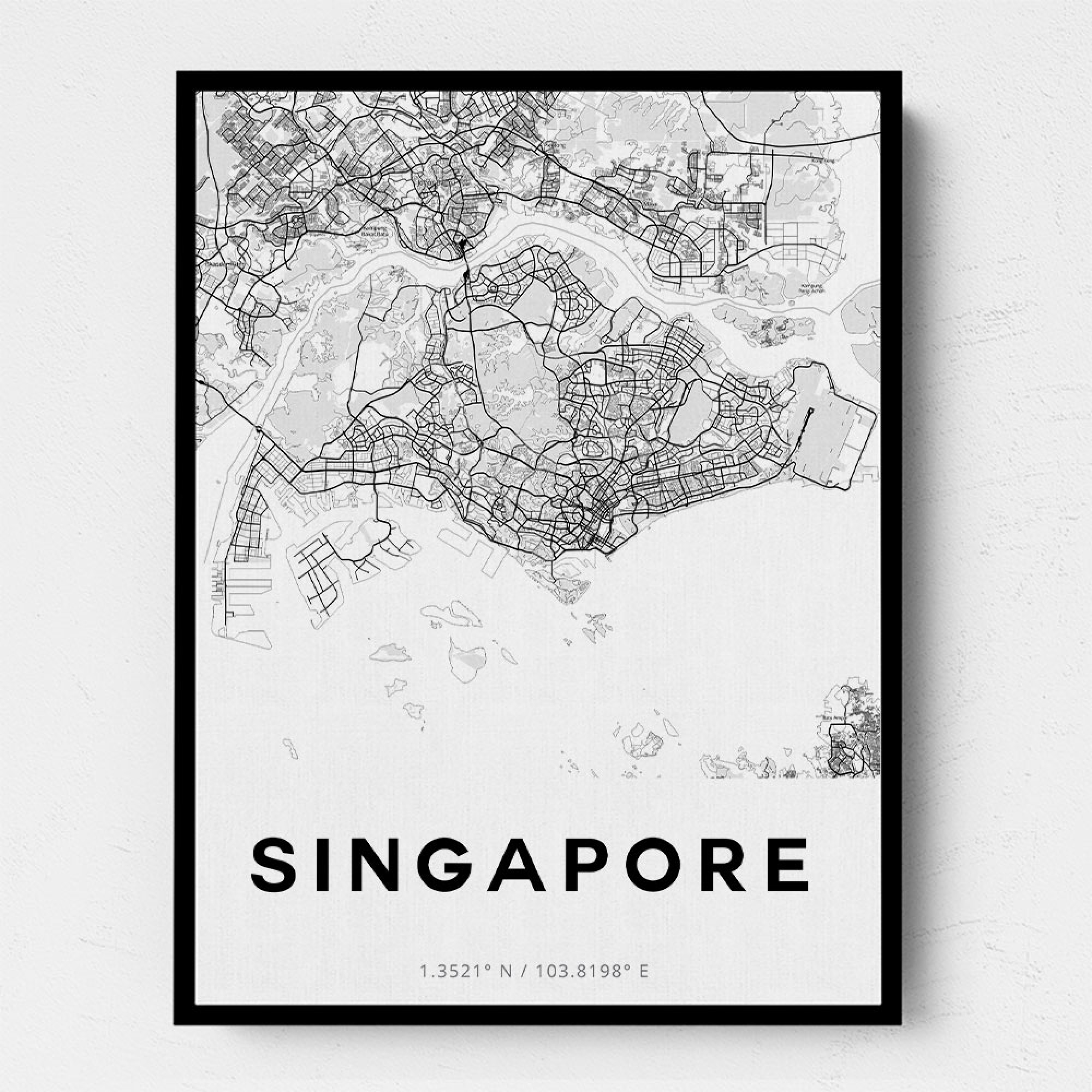 Singapore City Map Wall Art