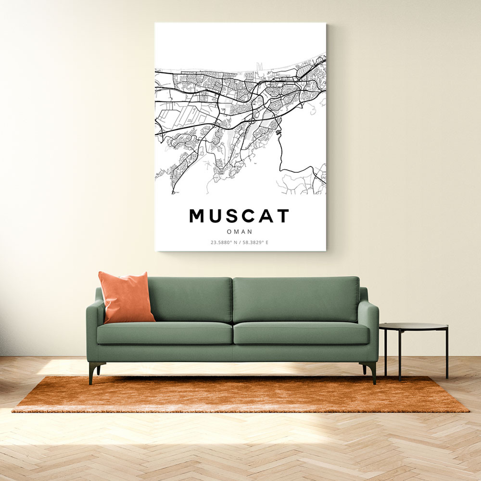 Muscat City Map Wall Art