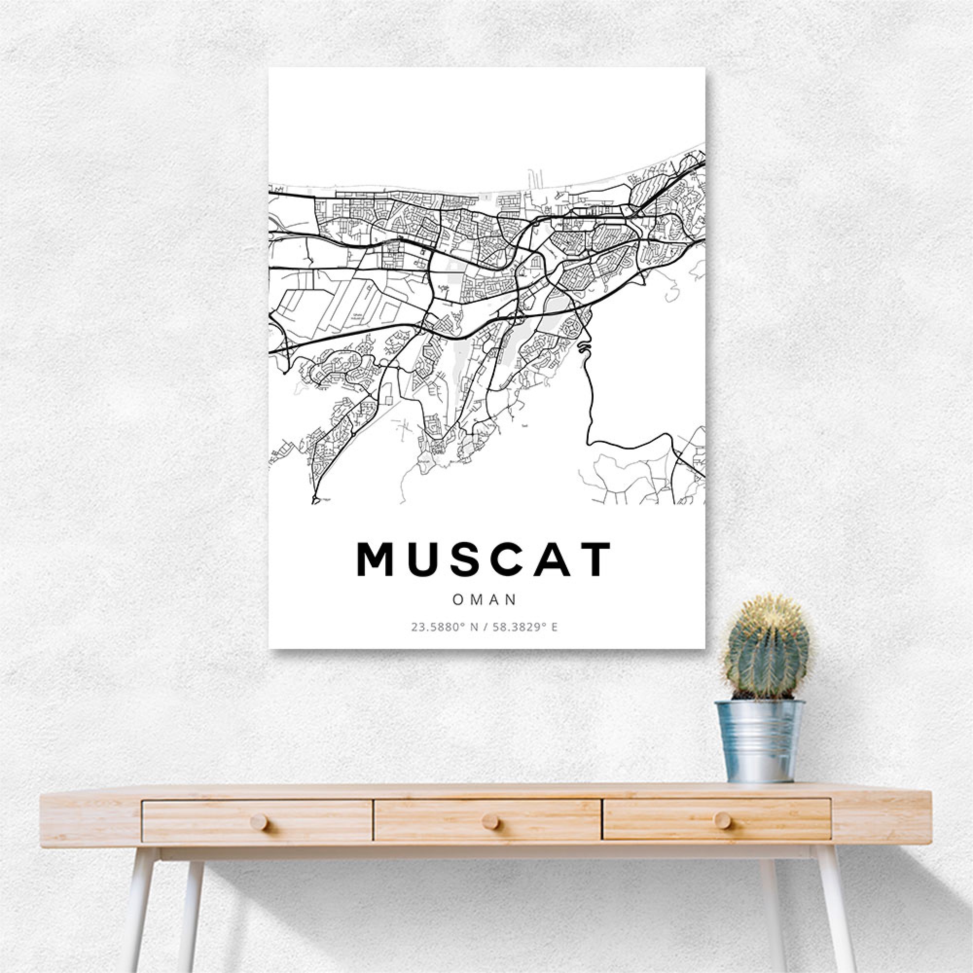 Muscat City Map Wall Art