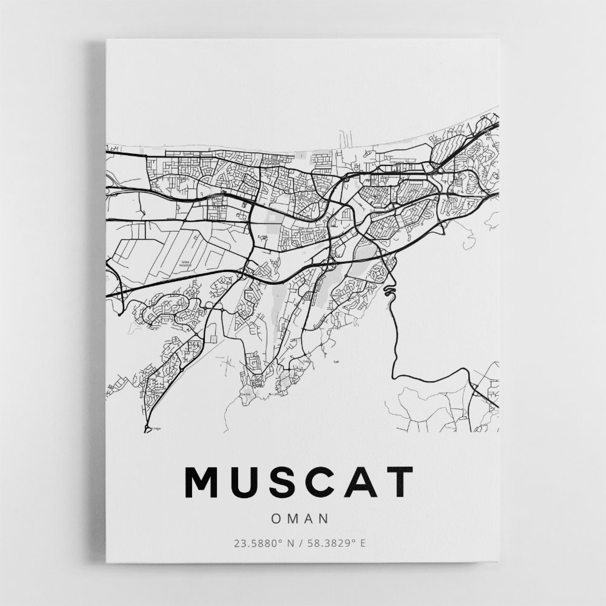 Muscat City Map Wall Art