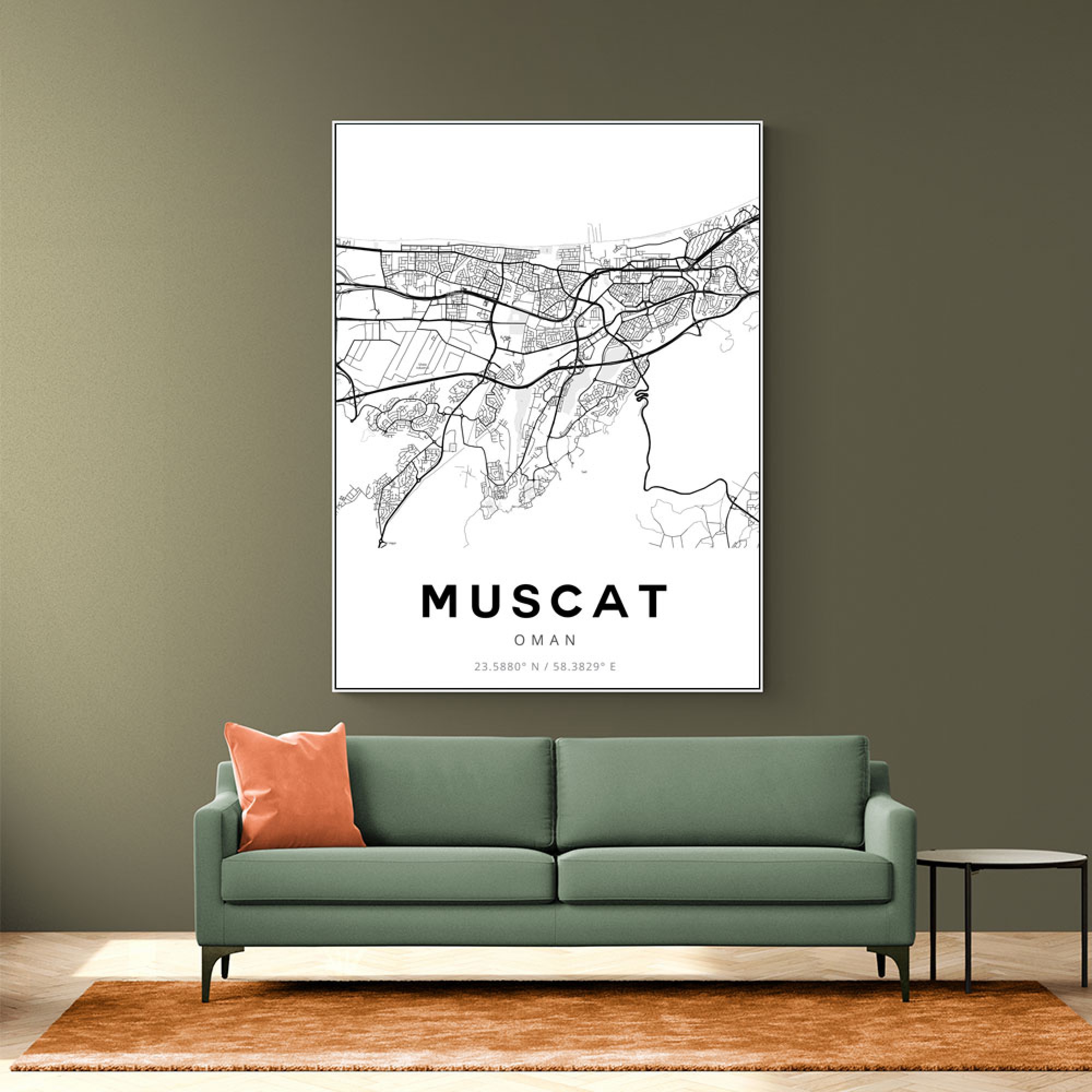 Muscat City Map Wall Art
