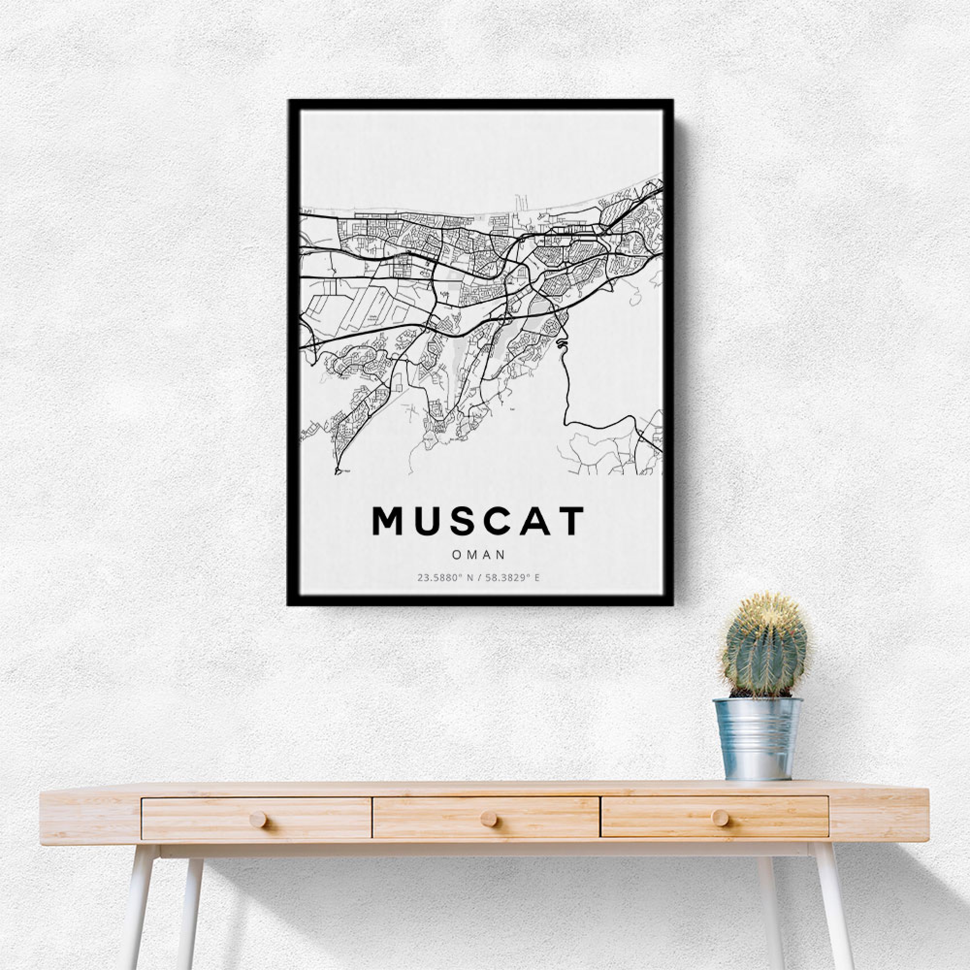 Muscat City Map Wall Art