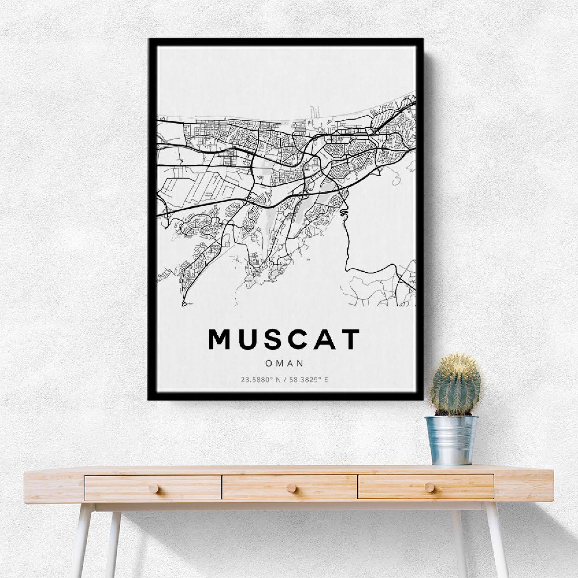 Muscat City Map Wall Art