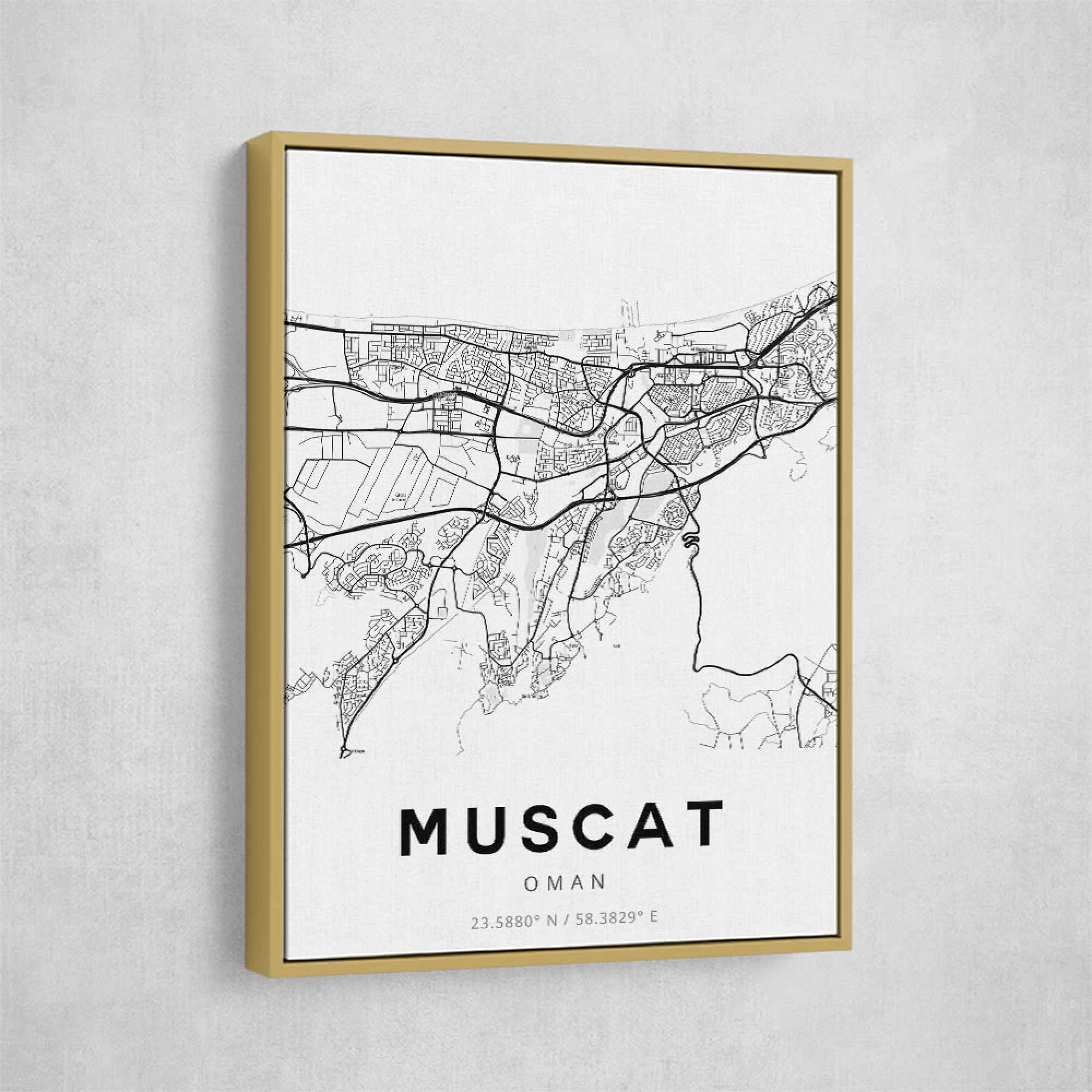 Muscat City Map Wall Art